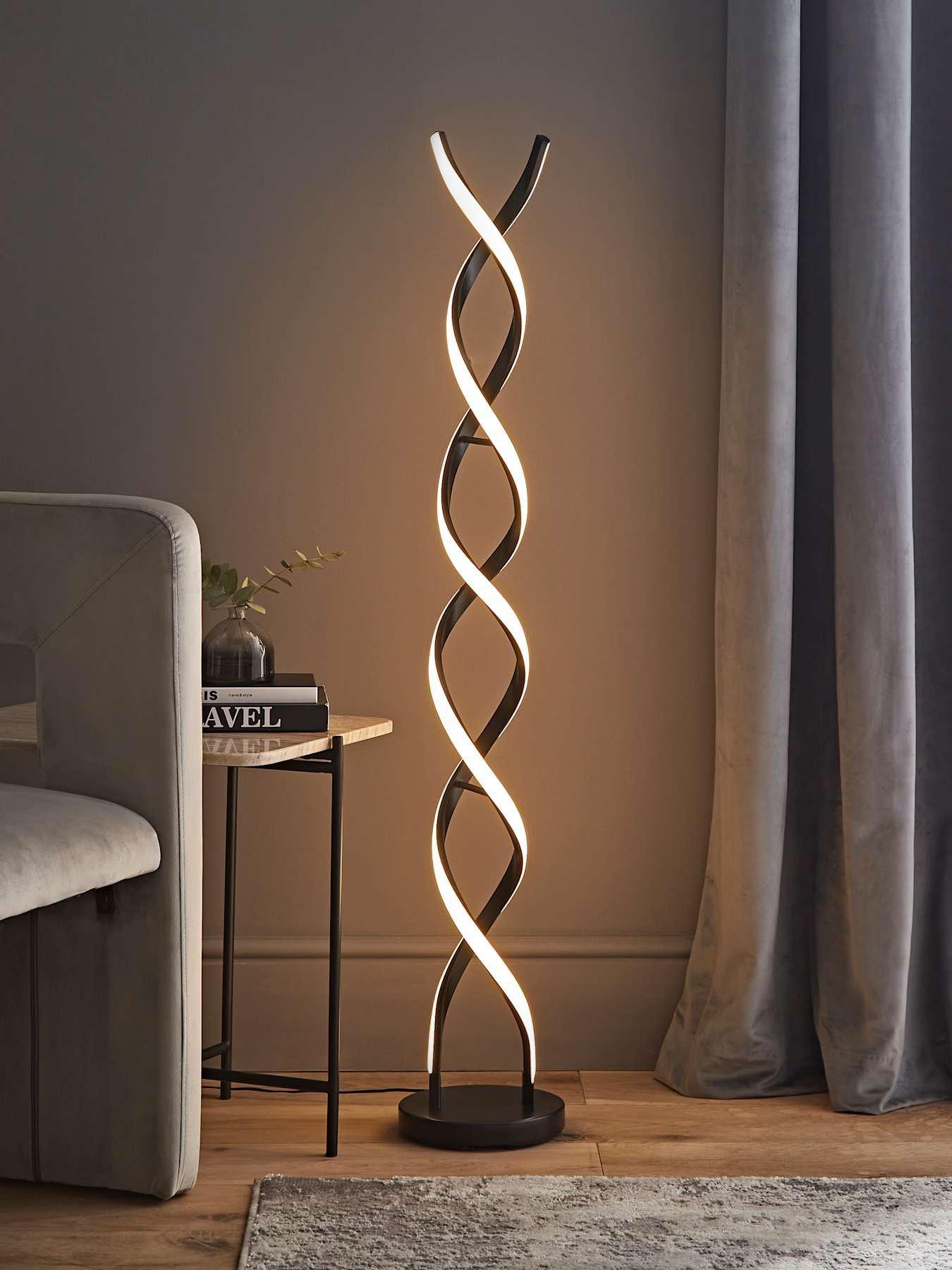 ValueLights Infinity Matt Black Double Twist Integrated Led Floor Lamp ...
