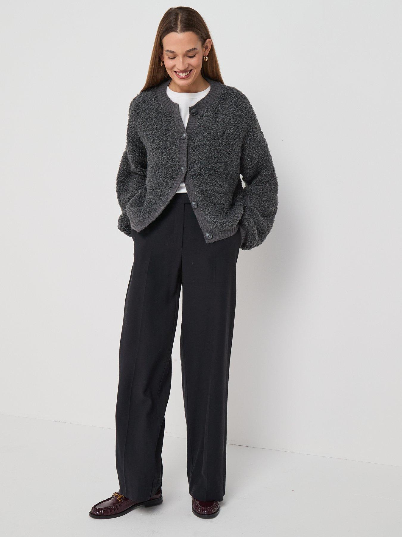 JDY Long Sleeve Teddy Cardigan - Grey | Littlewoods