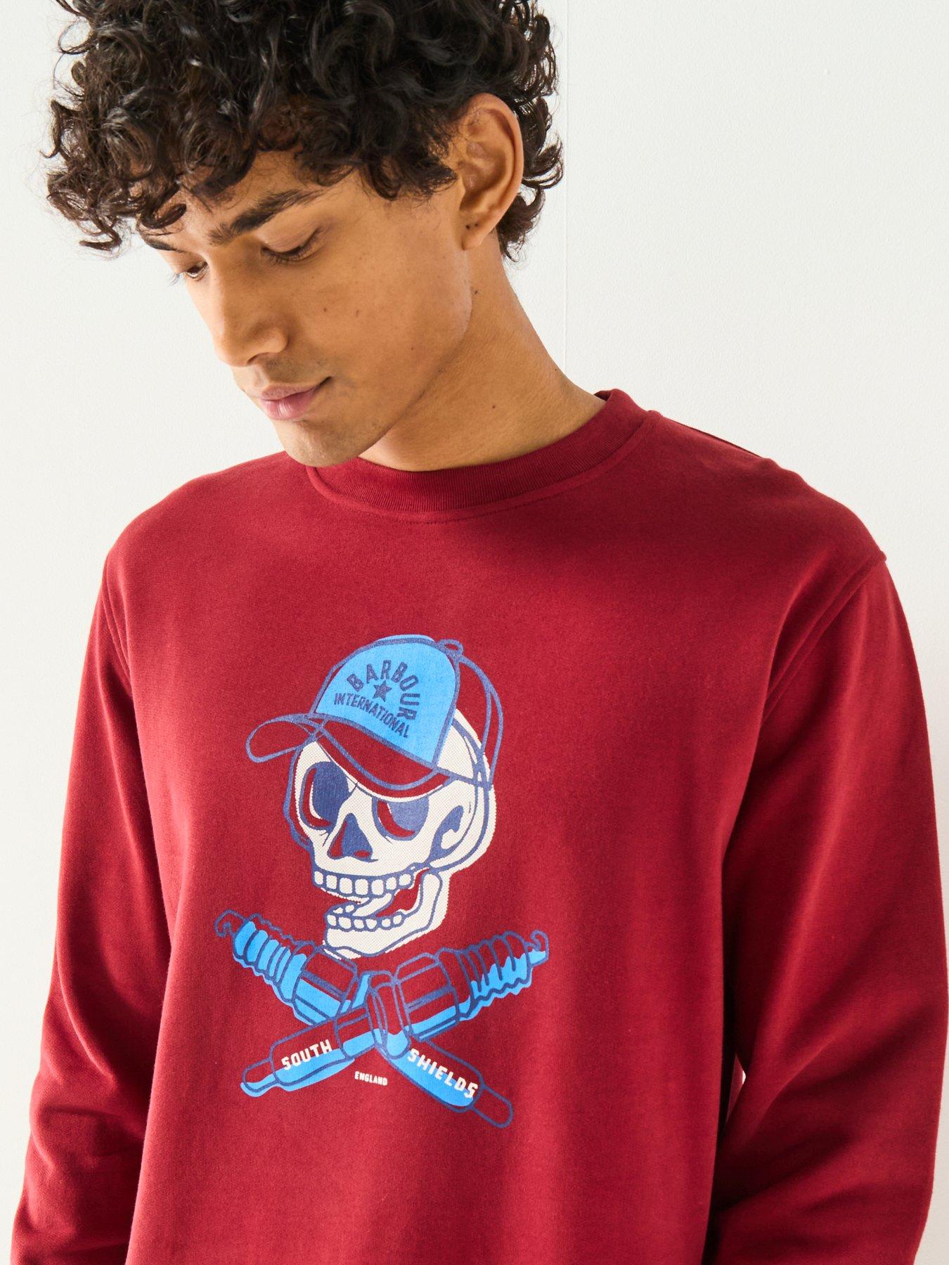 Barbour International Authentics Morgan Crew Sweat Top - Dark Red ...