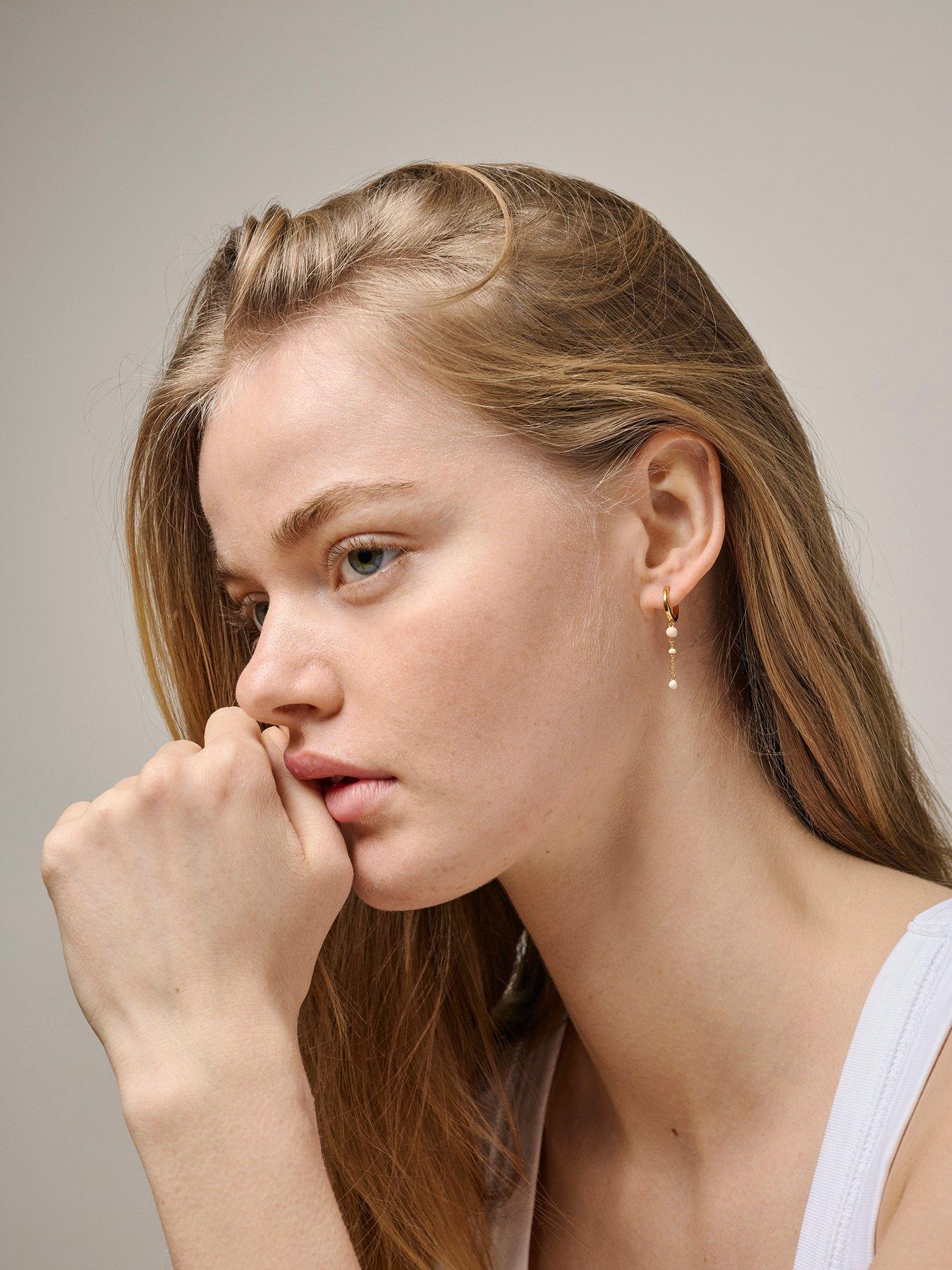 ENAMEL Copenhagen Lola Bold Hoops 18ct Gold Plated 925 Sterling Silver - Daisy | Littlewoods