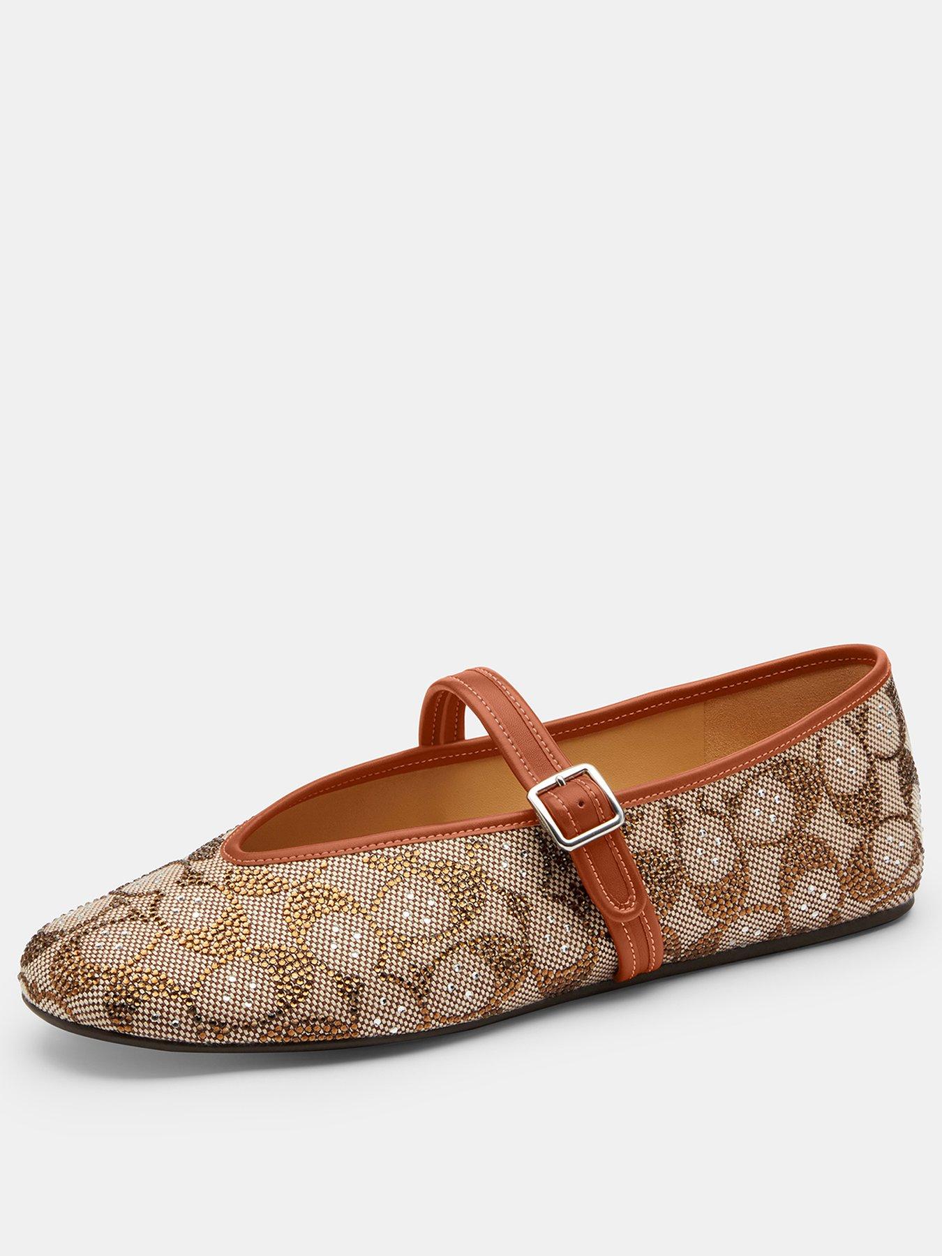 COACH Sculpted C Crystal Signature Jacquard Soft Mary Jane - Brown ...