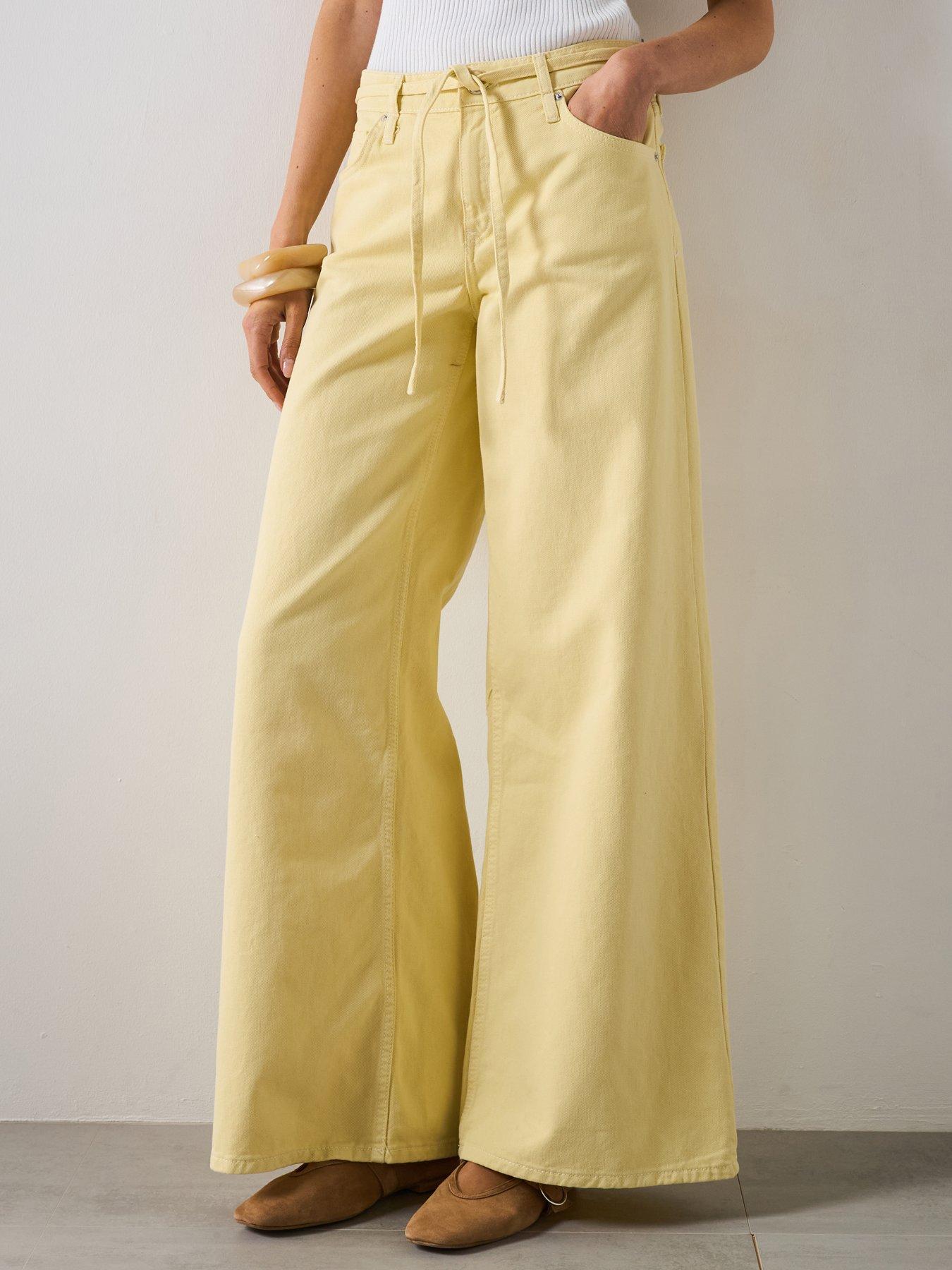 Mango Wide Leg Jeans - Yellow | Littlewoods