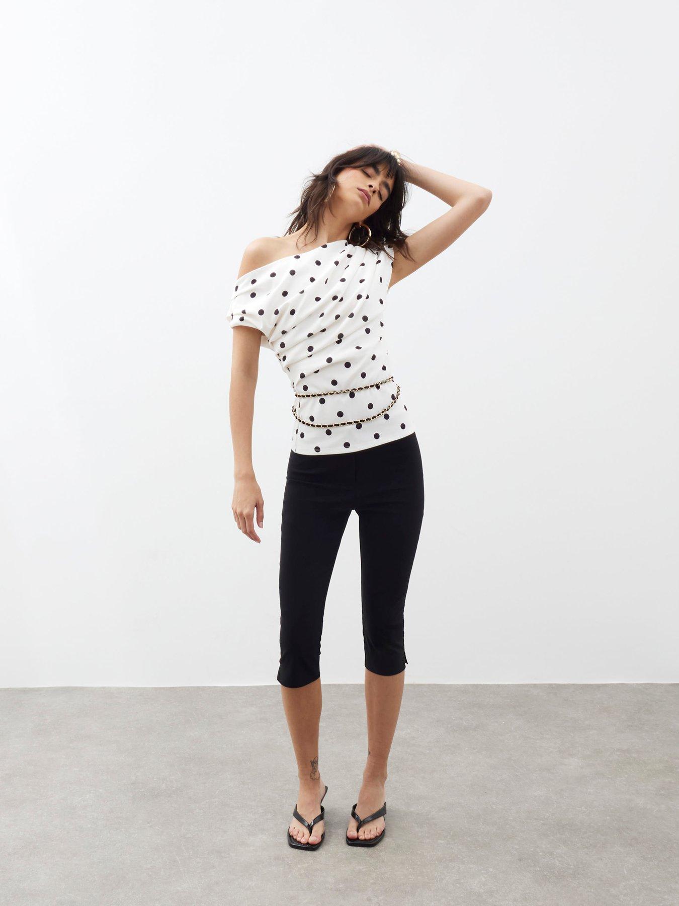 River Island Short Sleeve Draped Scuba Top - Cream | Littlewoods