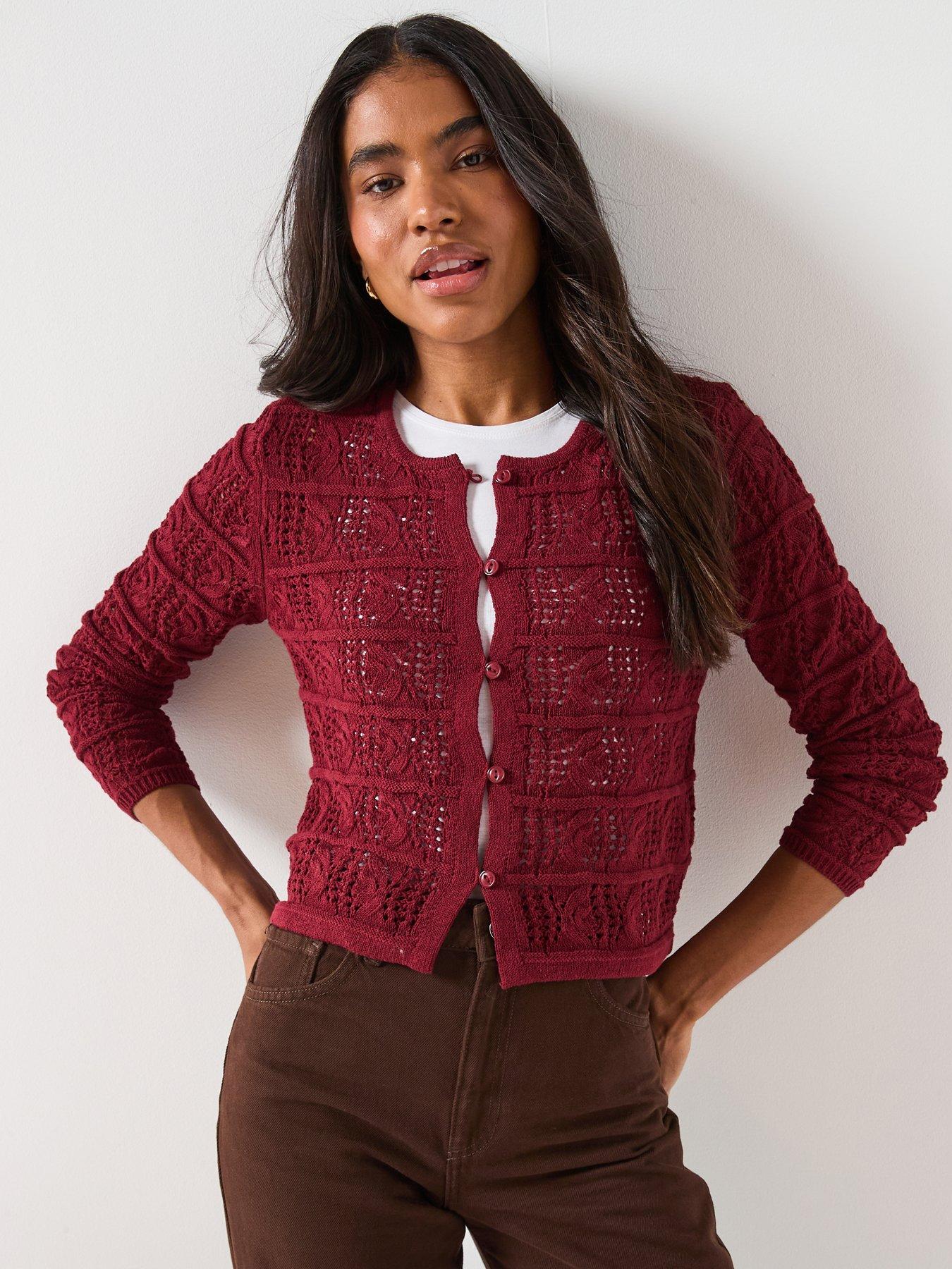 Vero Moda Long Sleeve O-neck Knitted Cardigan - Red | Littlewoods