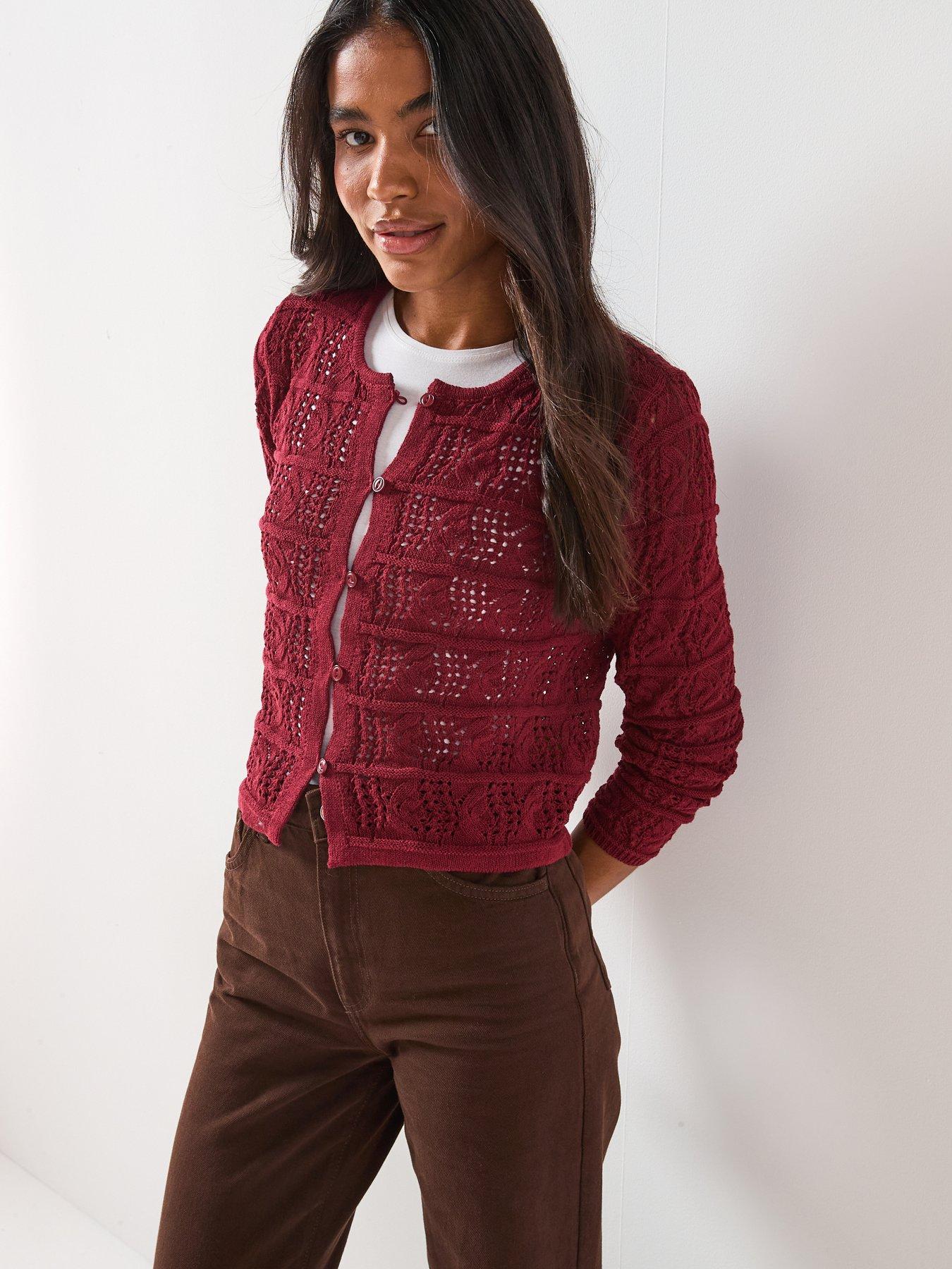 Vero Moda Long Sleeve O-neck Knitted Cardigan - Red | Littlewoods