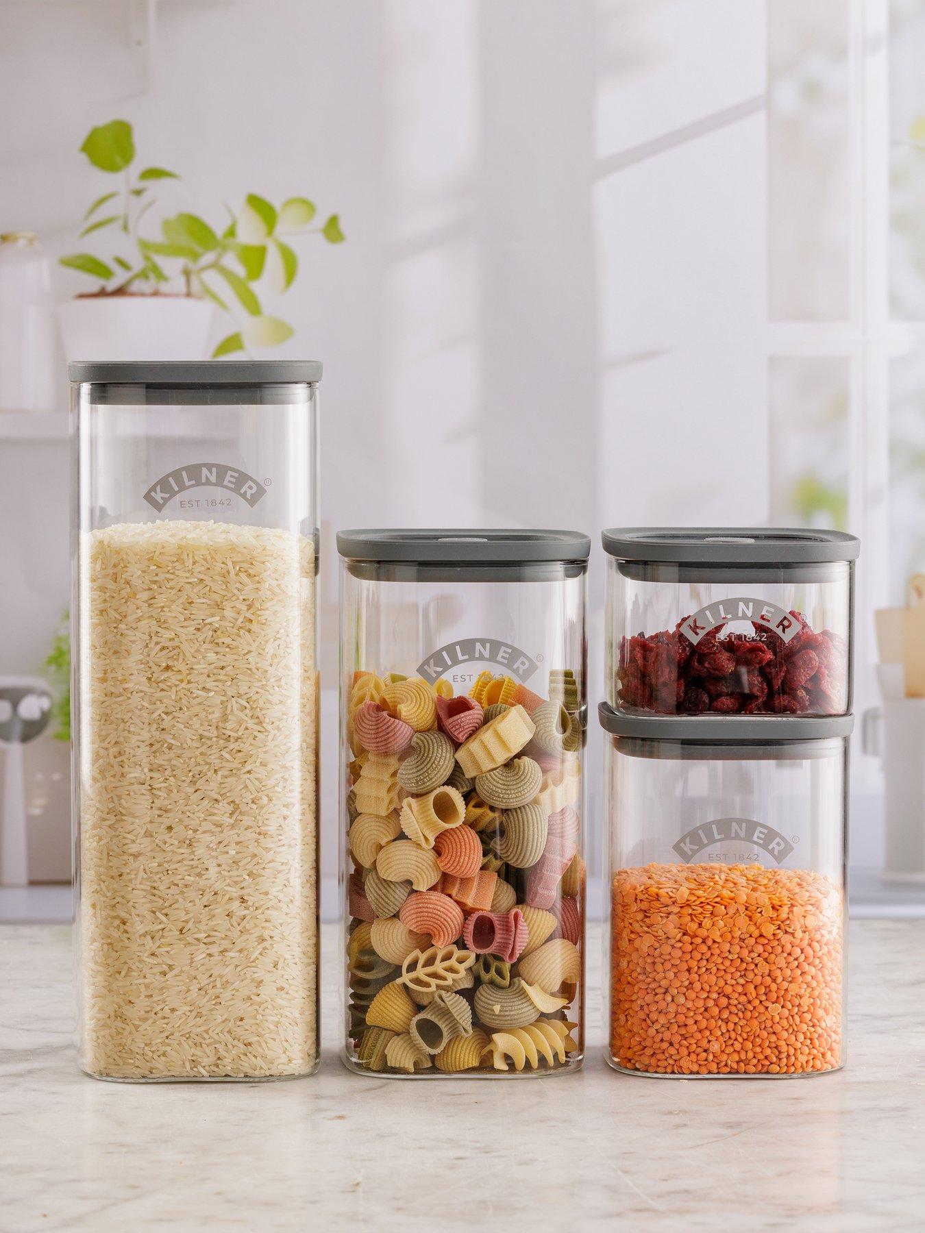 KILNER Fresh Storage 4 Piece Pantry Set 1 X 0.5 L, 1x 1l, 1 X 1.5l And ...