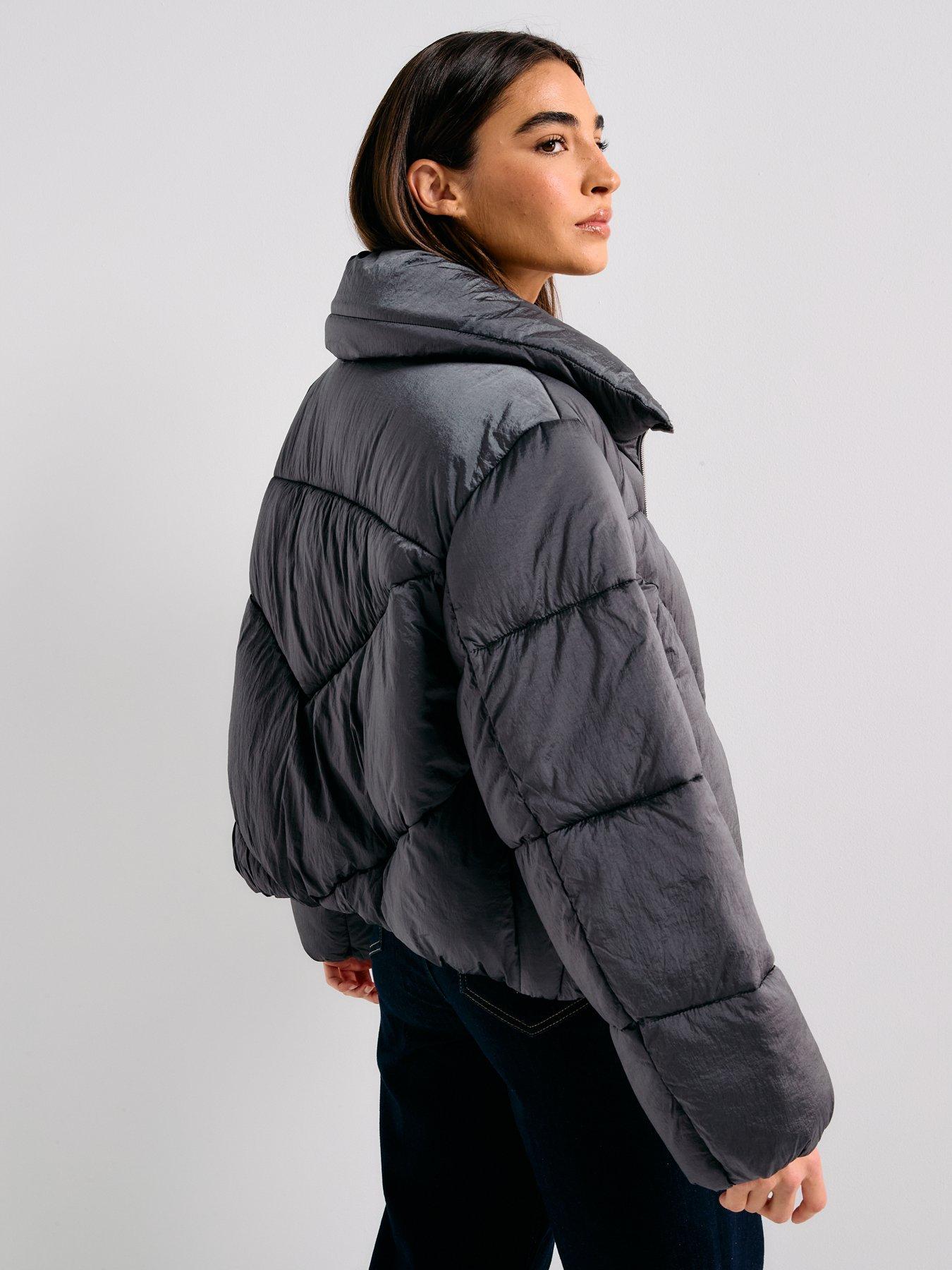 BOSS Padilena High Neck Puffer Coat - Dark Purple | Littlewoods