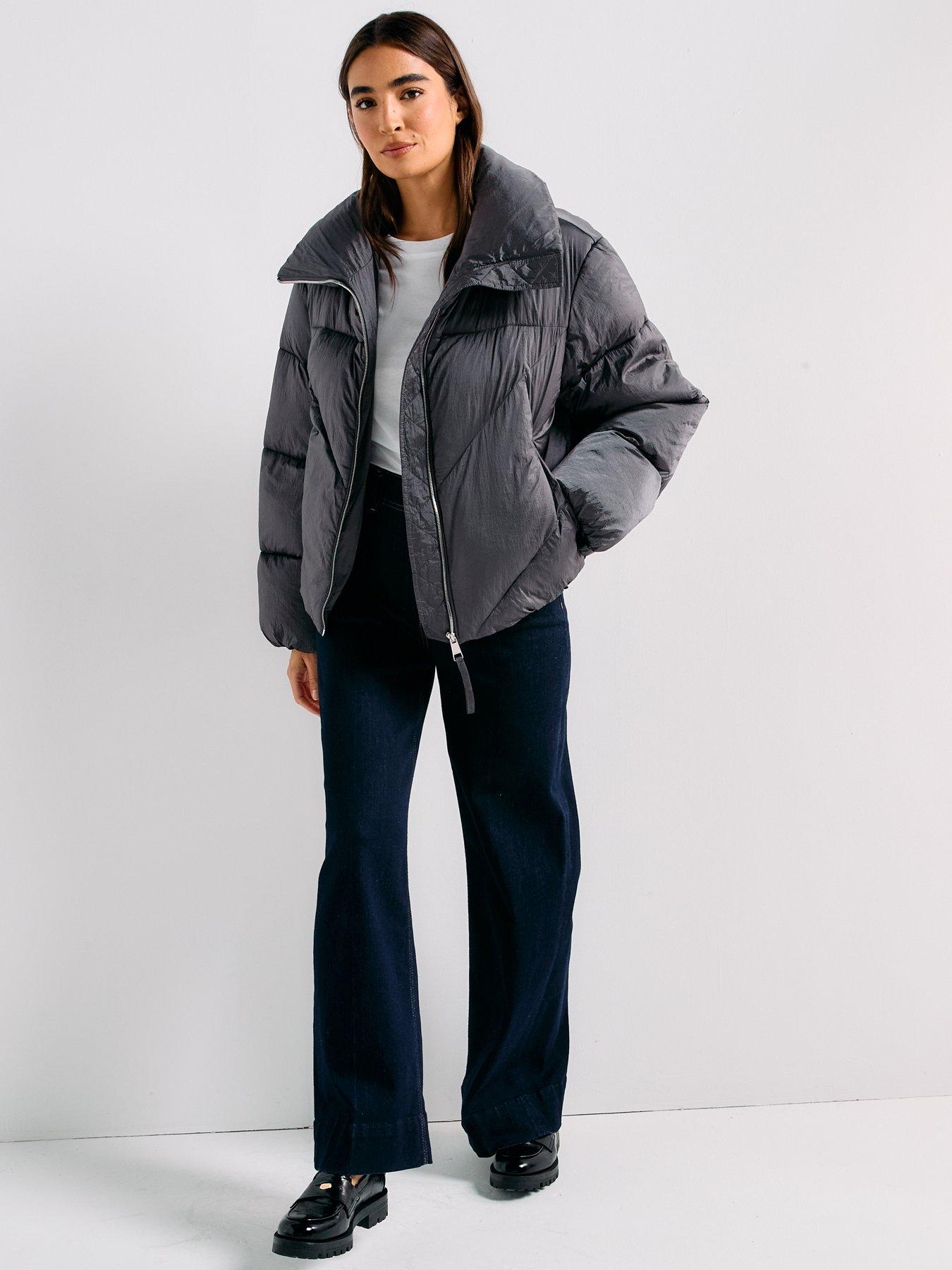 BOSS Padilena High Neck Puffer Coat - Dark Purple | Littlewoods