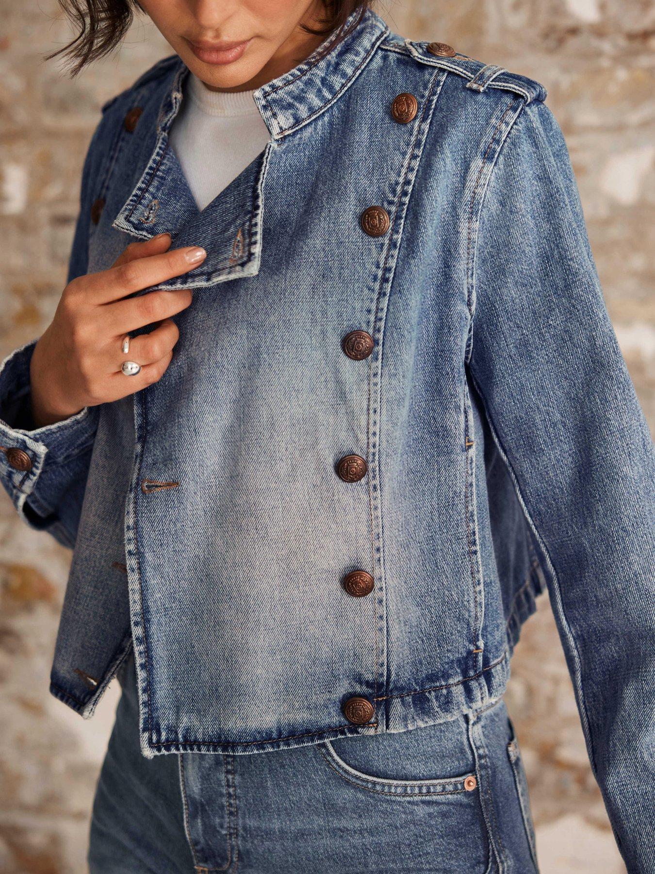 Mint Velvet Denim Military Jacket - Blue | Littlewoods