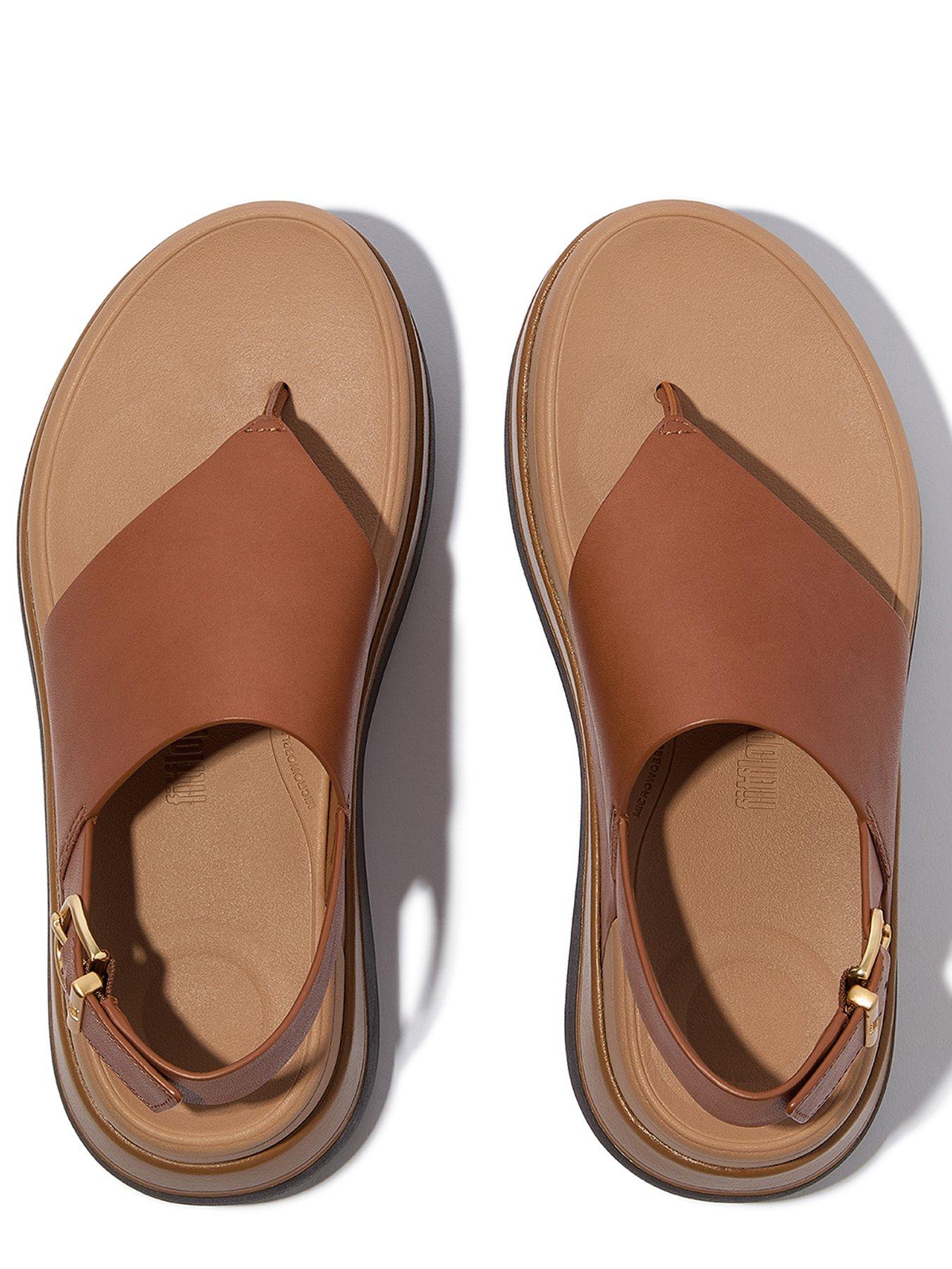 FitFlop F-mode Stack Leather Back-strap Toe-post Sandal - Deep Tan ...