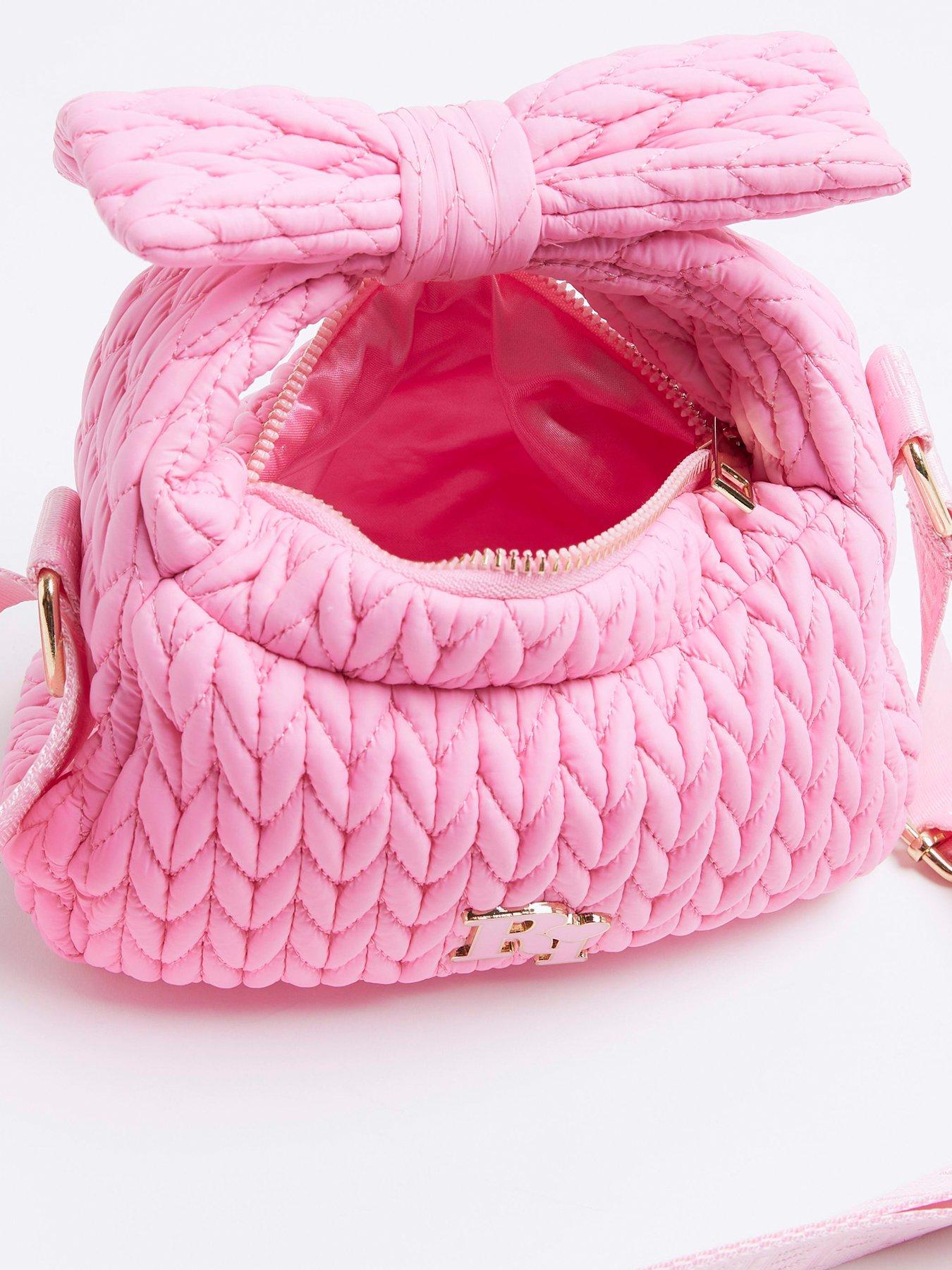 River Island Older Girls Weave Nylon Grab Bag - Pink | Littlewoods