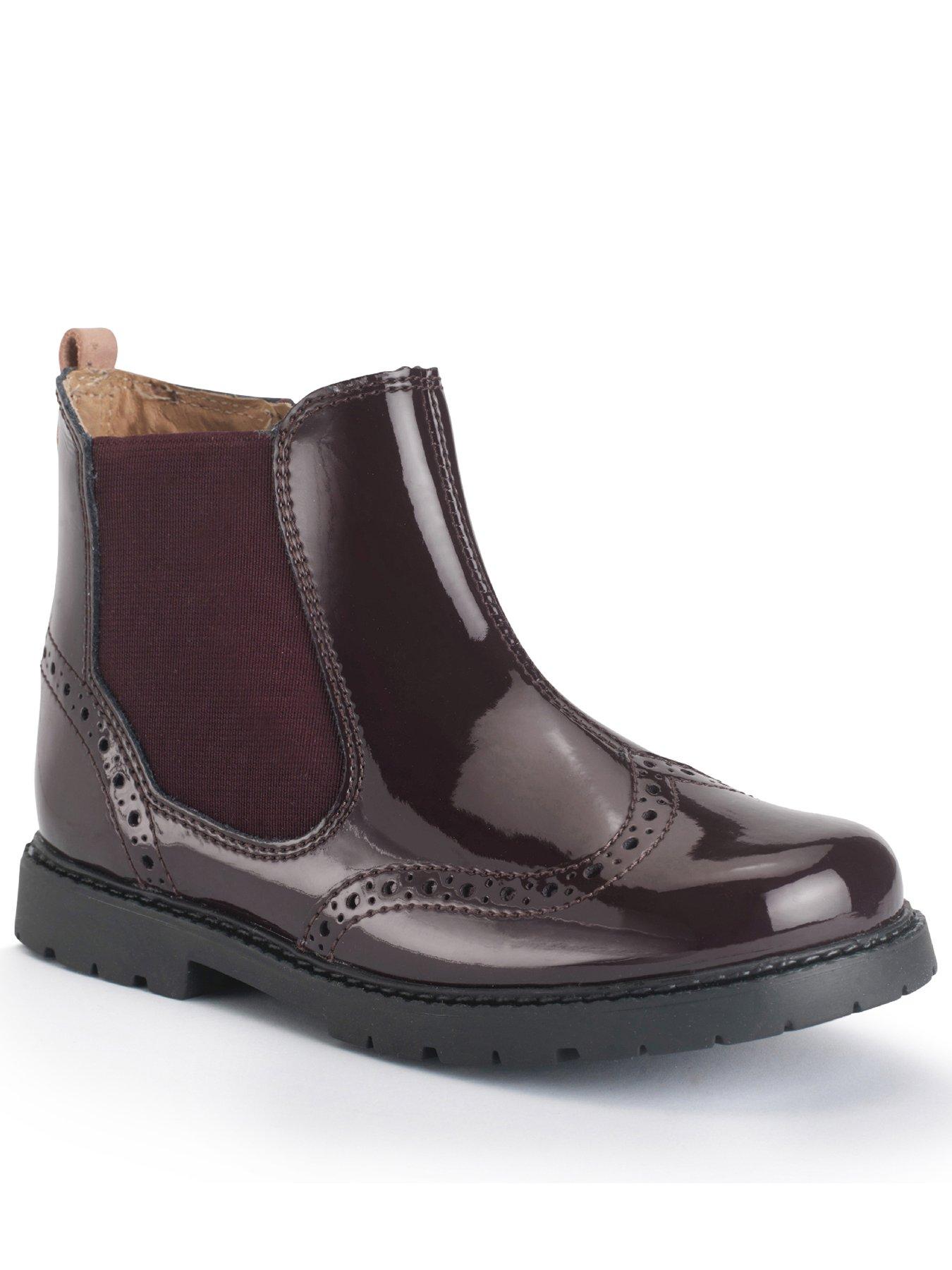 Start-rite Chelsea Girls Burgundy Patent Zip Up Ankle Boots | Littlewoods