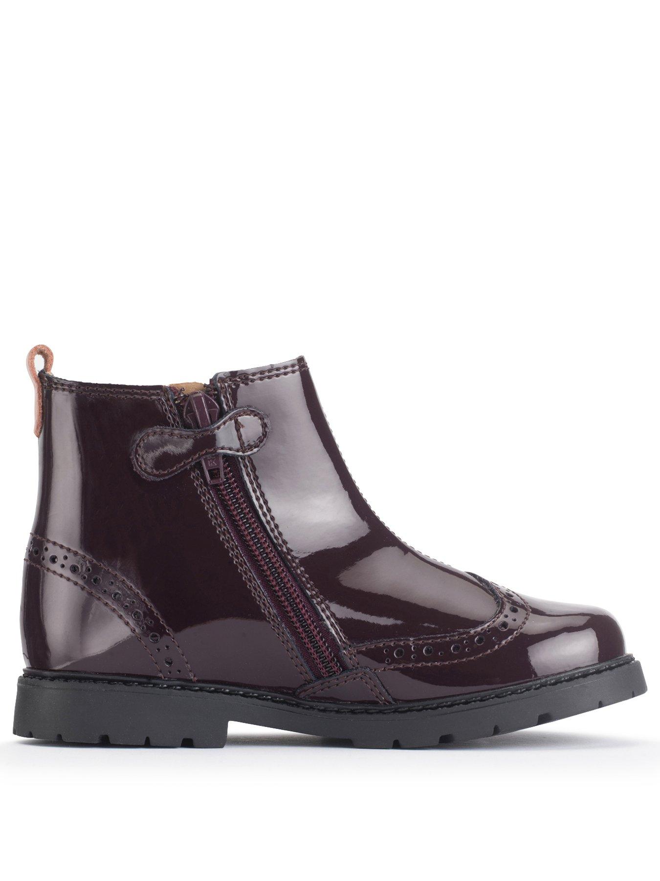 Start-rite Chelsea Girls Burgundy Patent Zip Up Ankle Boots | Littlewoods