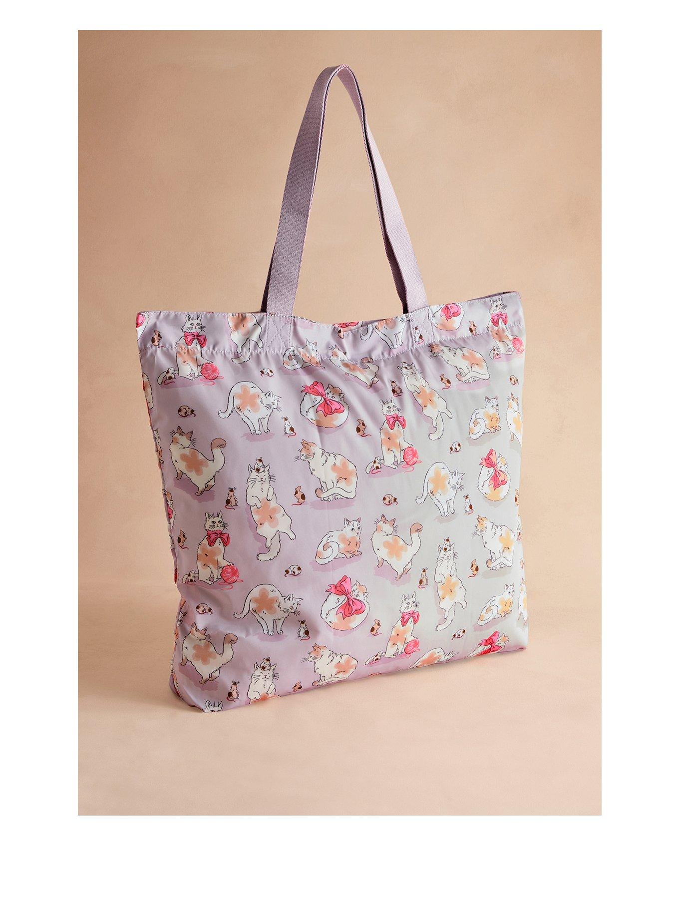 Cath Kidston Cats & Mouse Large Foldaway Tote Bag - Pink | Littlewoods