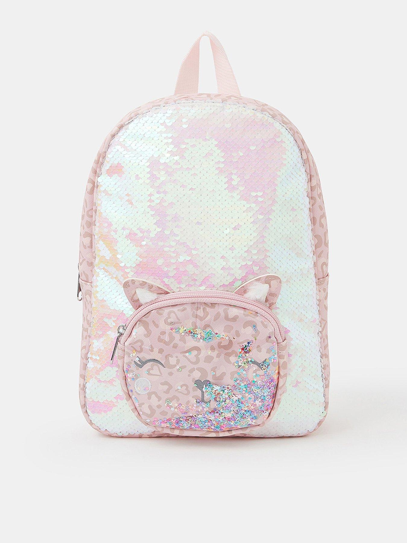 Accessorize Girls Sequin Cat Backpack - Pink | Littlewoods