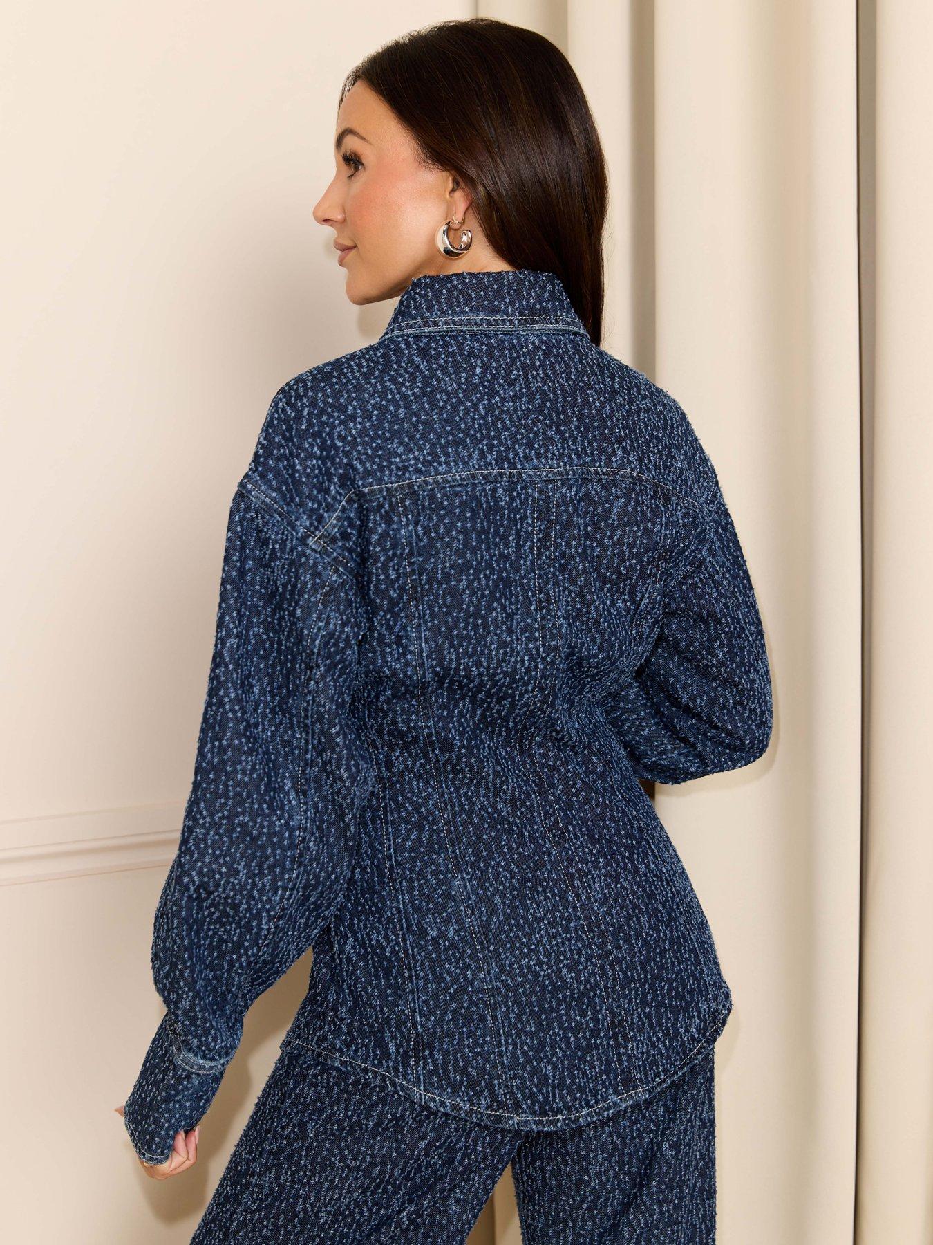 Michelle Keegan Denim Boucle Sculpted Shirt - Dark Wash | Littlewoods