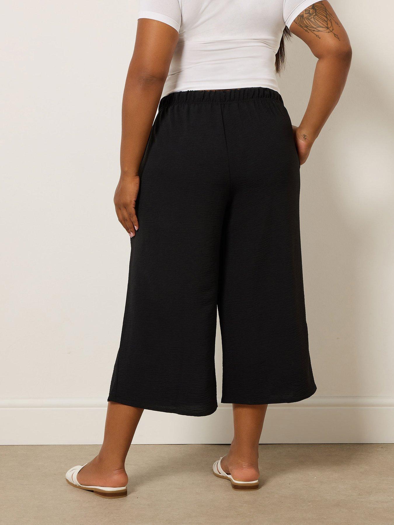 Yours Curve Washed Twill Culottes - Black | Littlewoods
