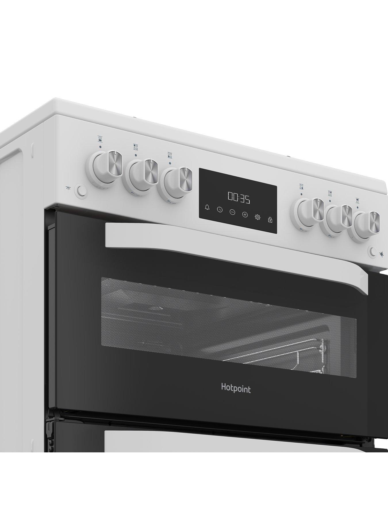 Hotpoint HDG6GDCW 60cm Gas Double Cooker with Glass Lid - White ...