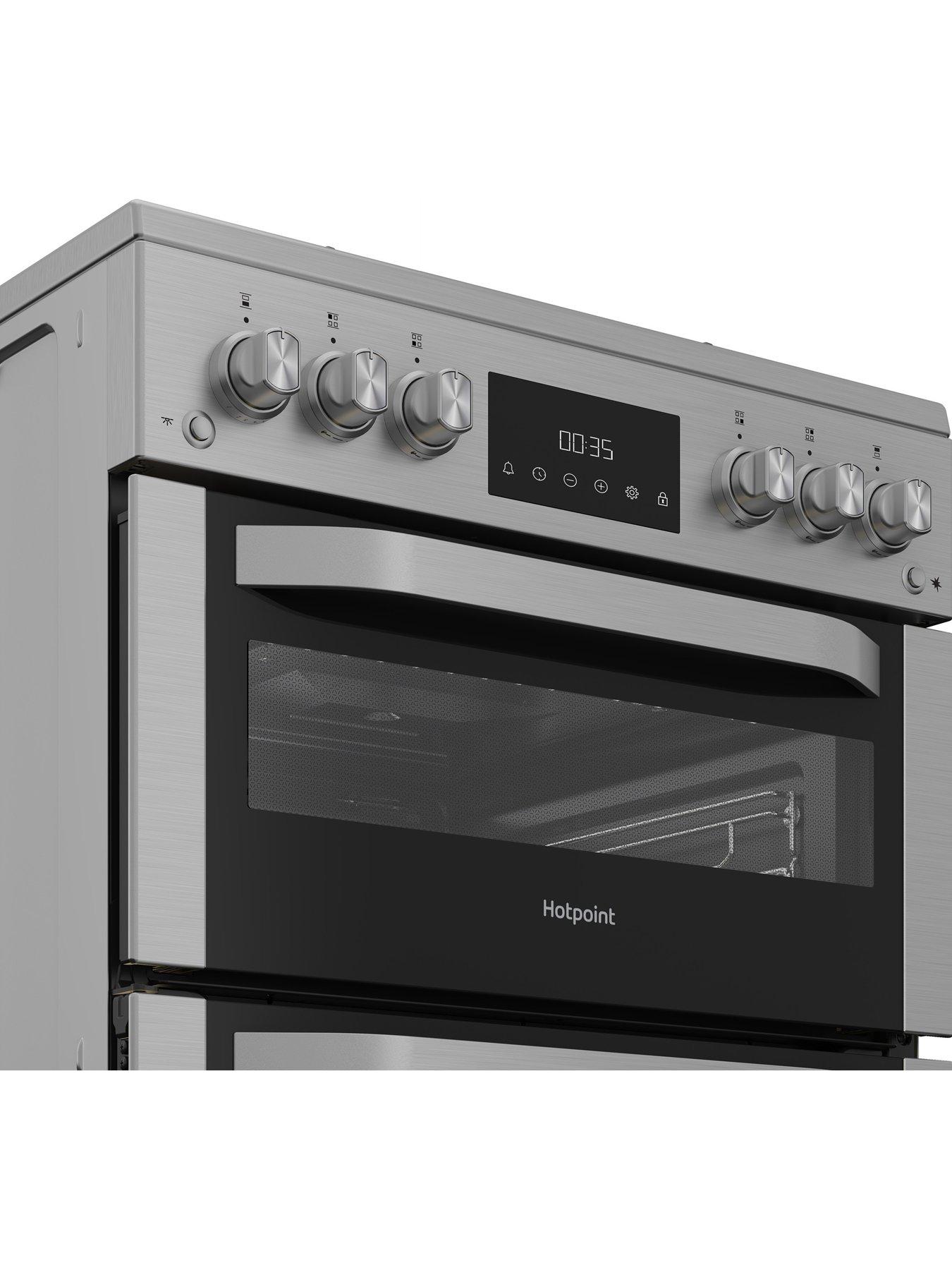 Hotpoint HDG6GDCX 60cm Gas Double Cooker with Glass Lid - Stainless ...