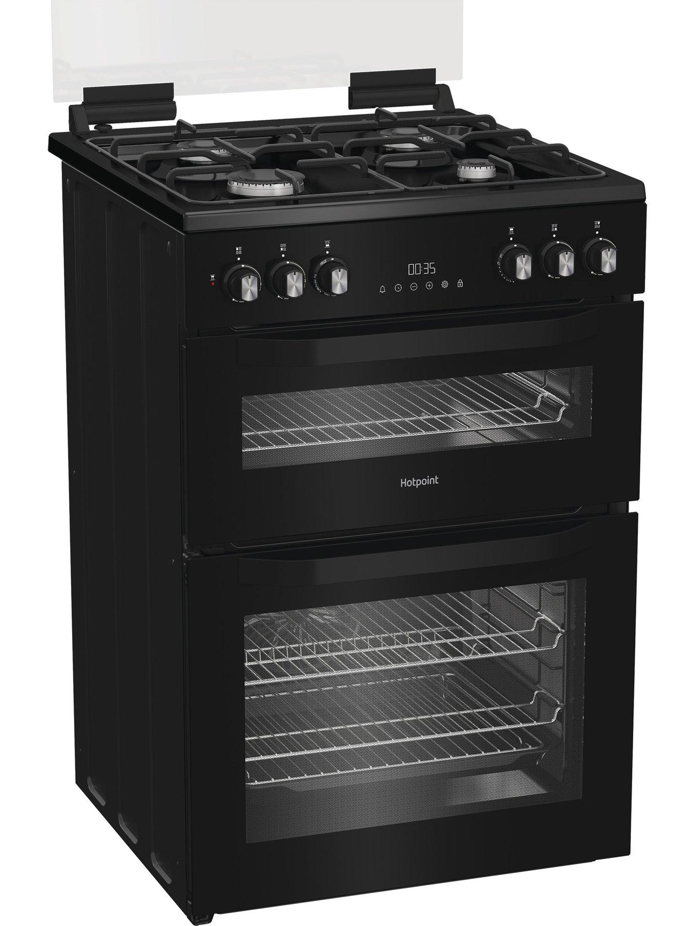 Hotpoint HDD6GDC2B1 60cm Dual Fuel Double Cooker with Glass Lid - Black ...