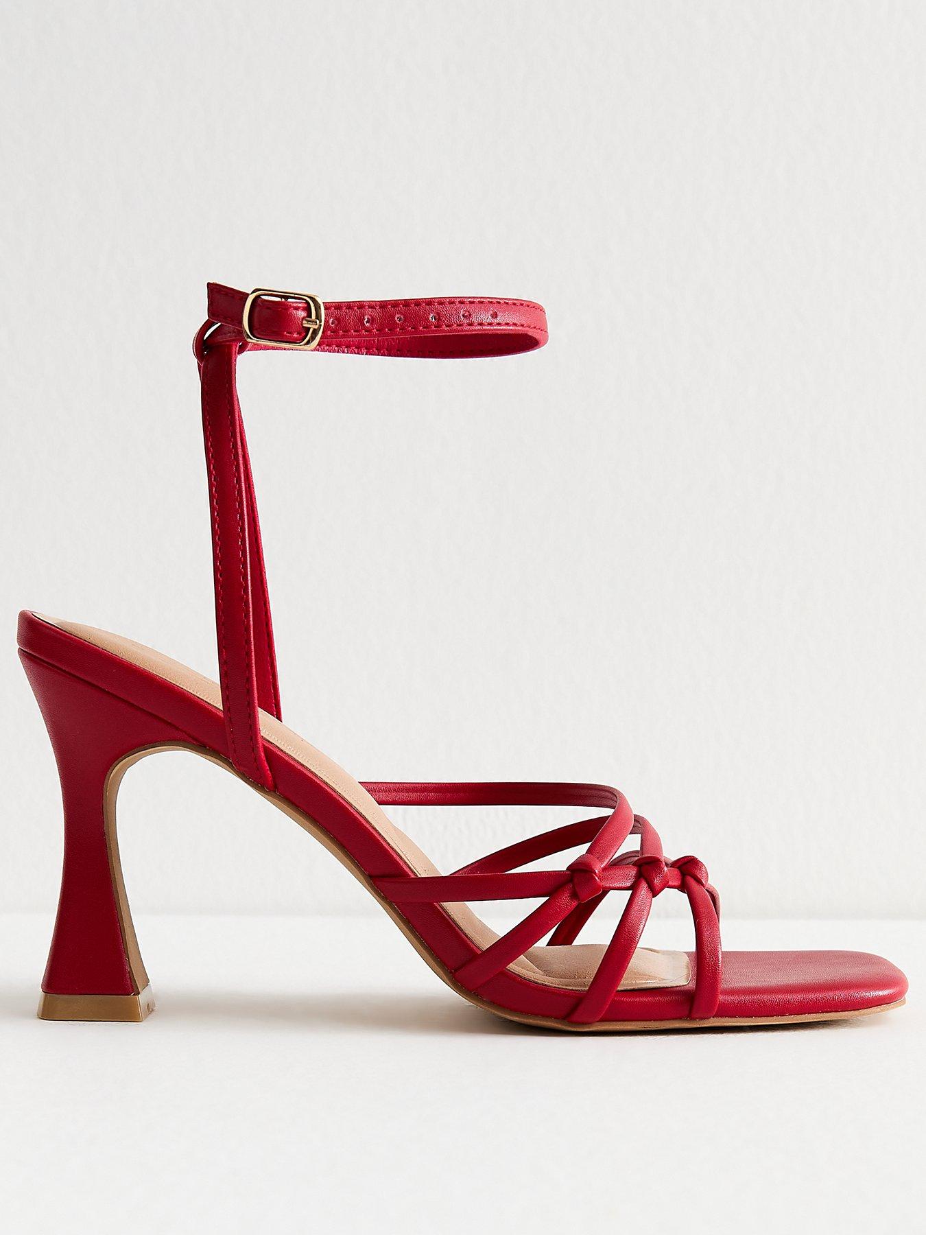 New Look Red Knot Strappy Faux Leather Stiletto Heel Sandals | Littlewoods