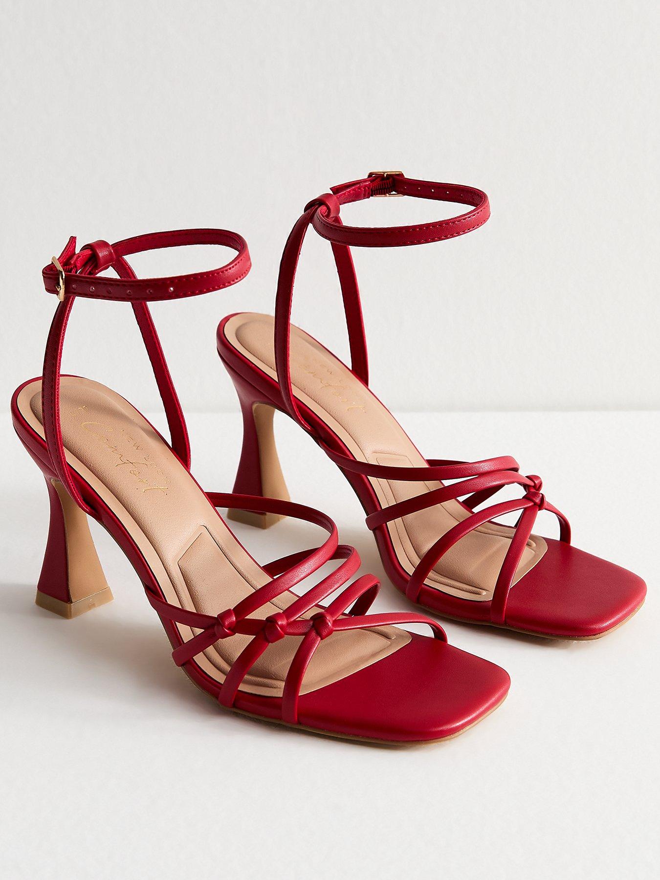 New Look Red Knot Strappy Faux Leather Stiletto Heel Sandals | Littlewoods