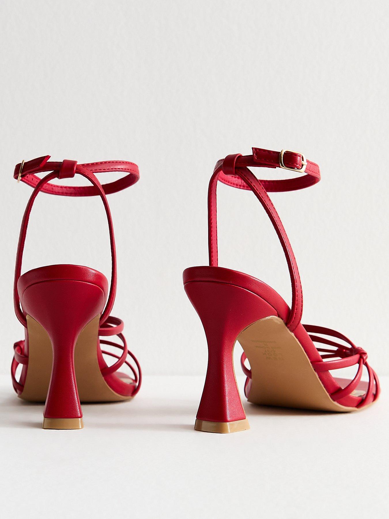 New Look Red Knot Strappy Faux Leather Stiletto Heel Sandals | Littlewoods