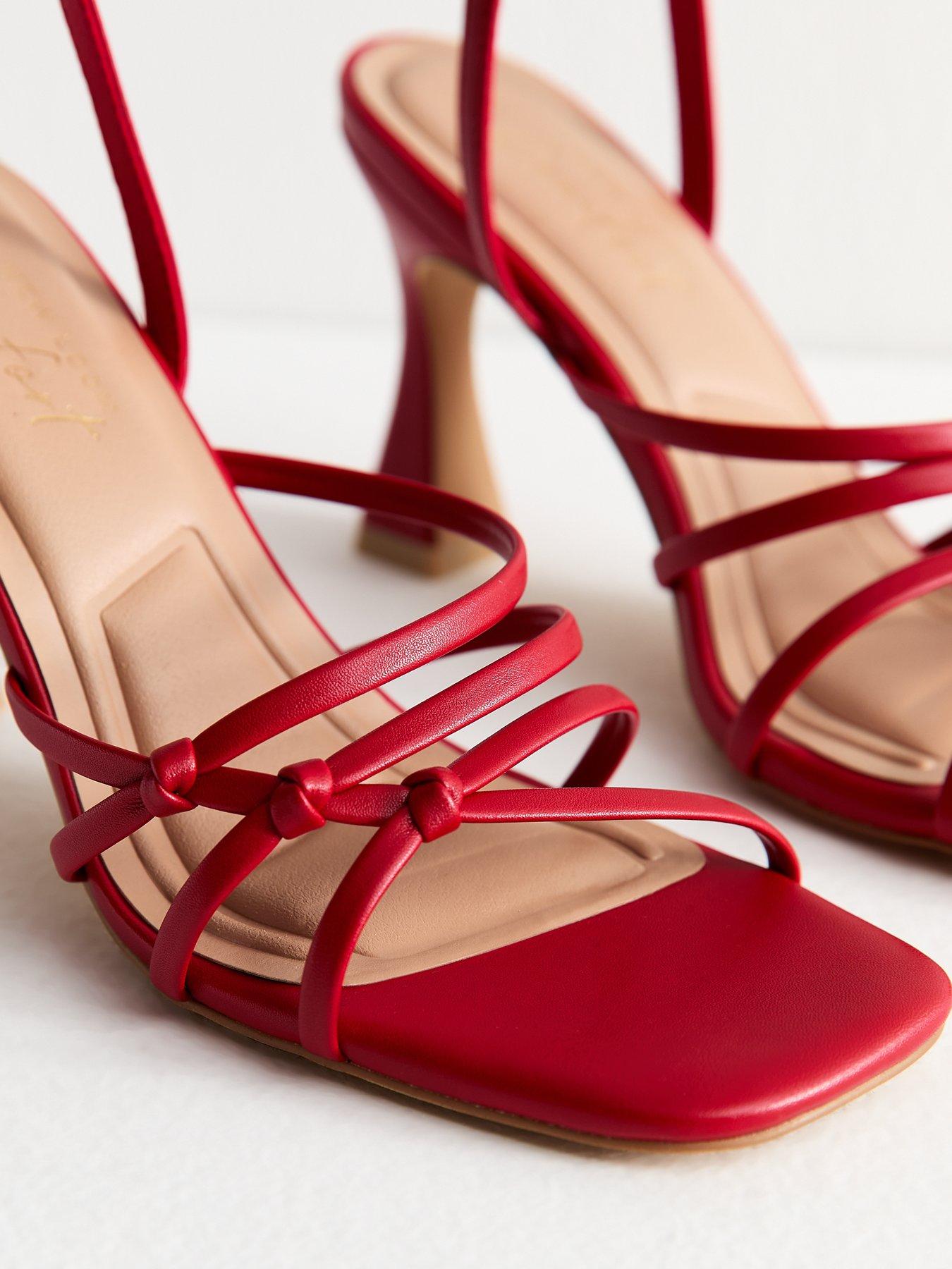 New Look Red Knot Strappy Faux Leather Stiletto Heel Sandals | Littlewoods