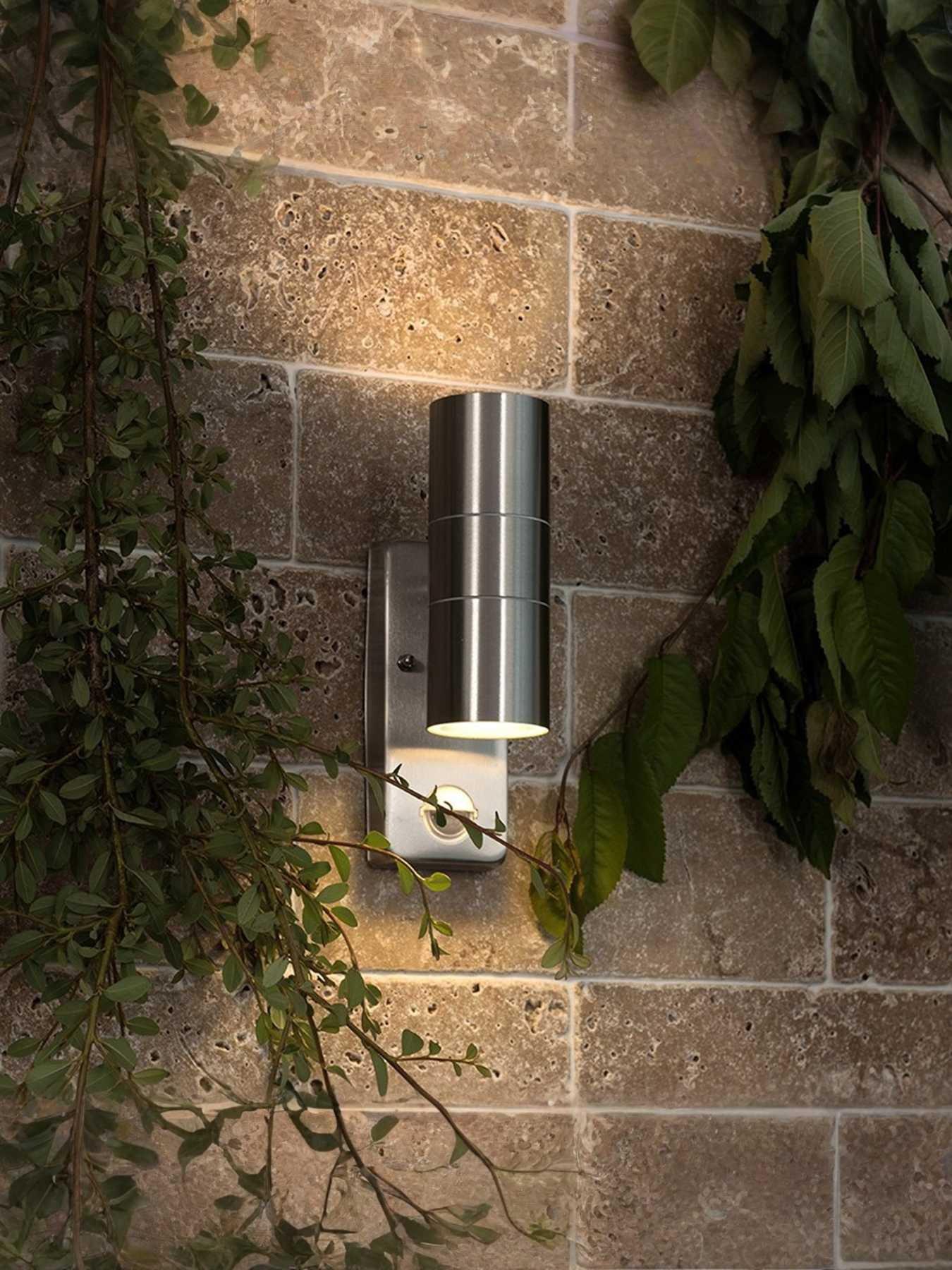 ValueLights Stainless Steel IP44 PIR Up / Down Outdoor Wall Light ...