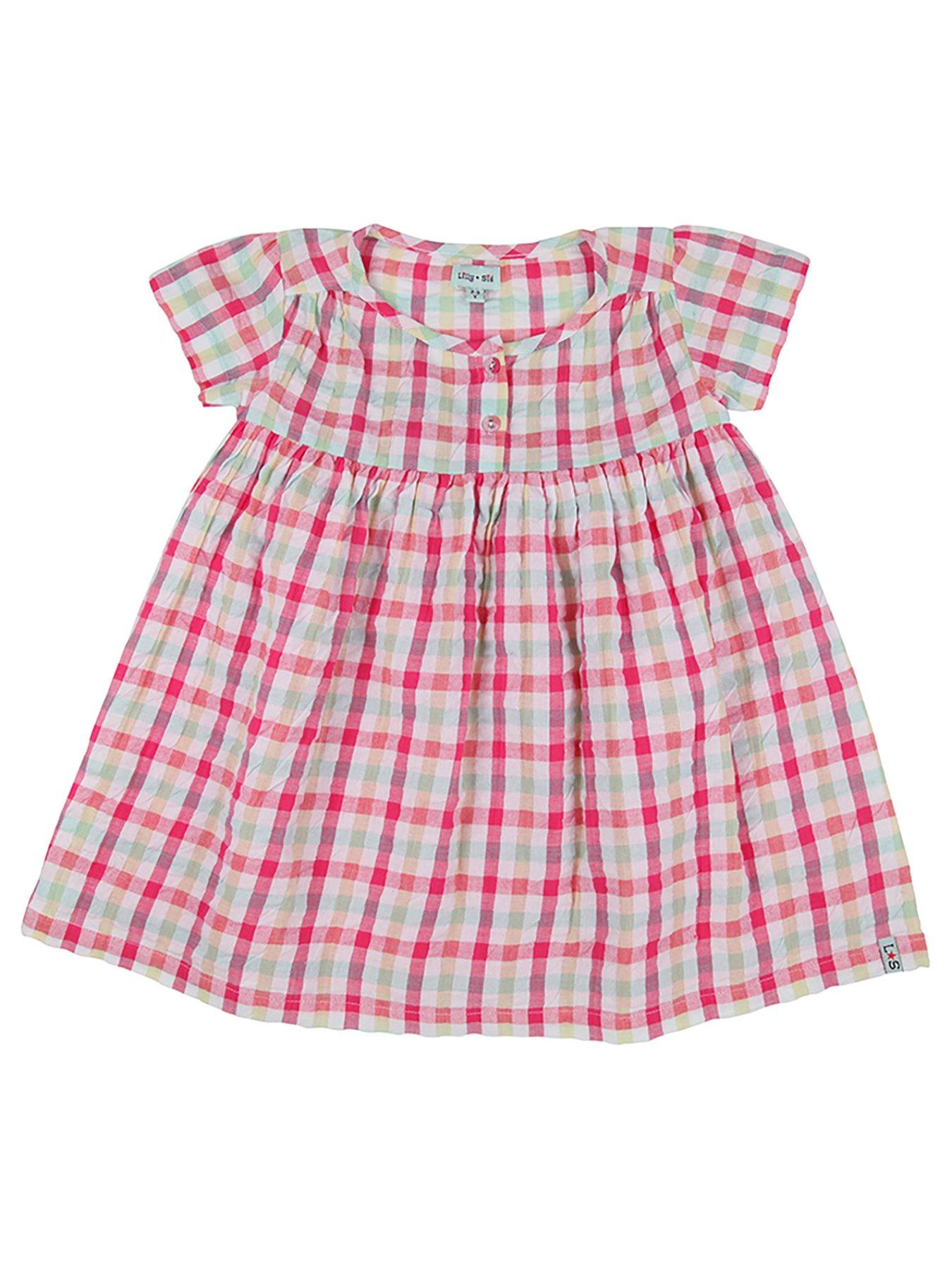 Lilly + Sid Girls Check Print Dress - Pink | Littlewoods
