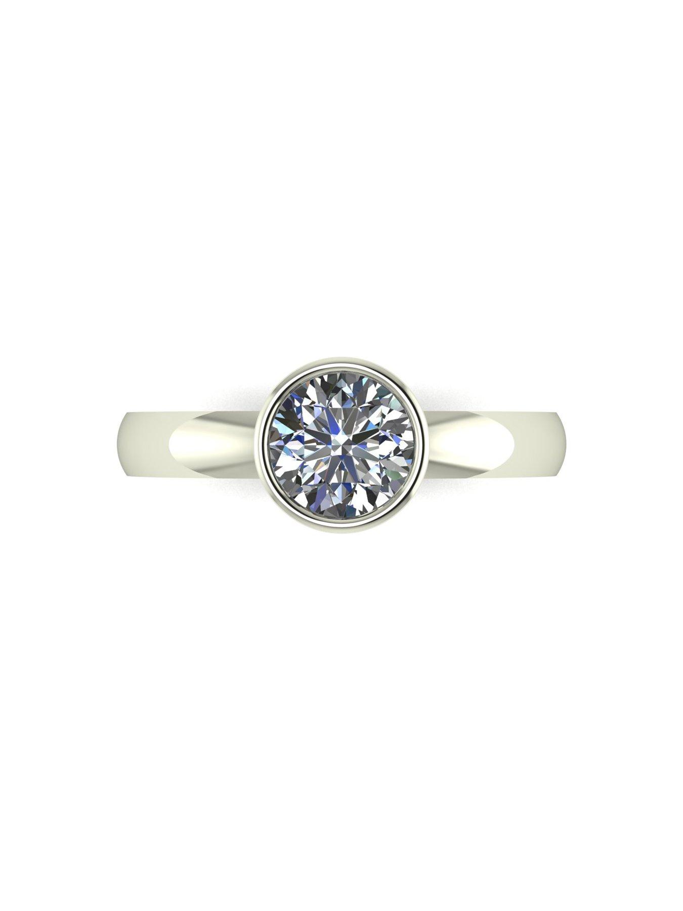 Moissanite 9Ct Gold 1Ct Rub Set Wed Fit Solitaire Ring - White | Littlewoods