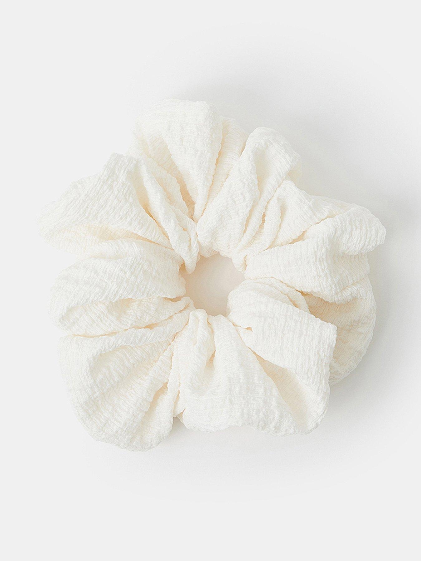 Accessorize Oversized Texture Hair Scrunchie - Cream | Littlewoods