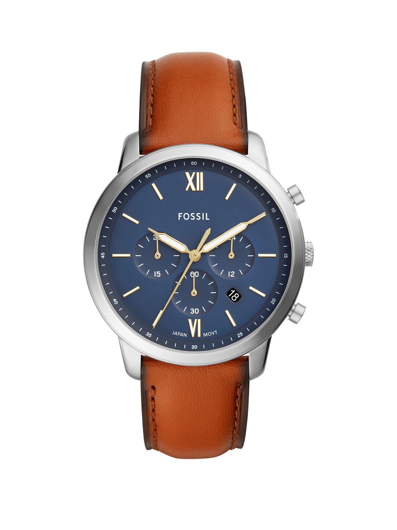 Fossil Men's Neutra Chronograph Brown Leather Watch, FS5453 | Littlewoods
