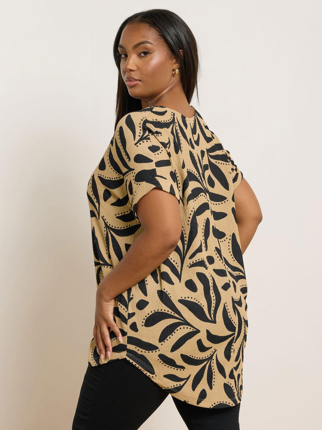 Yours Curve Notch Neck Texture Top - Natural | Littlewoods