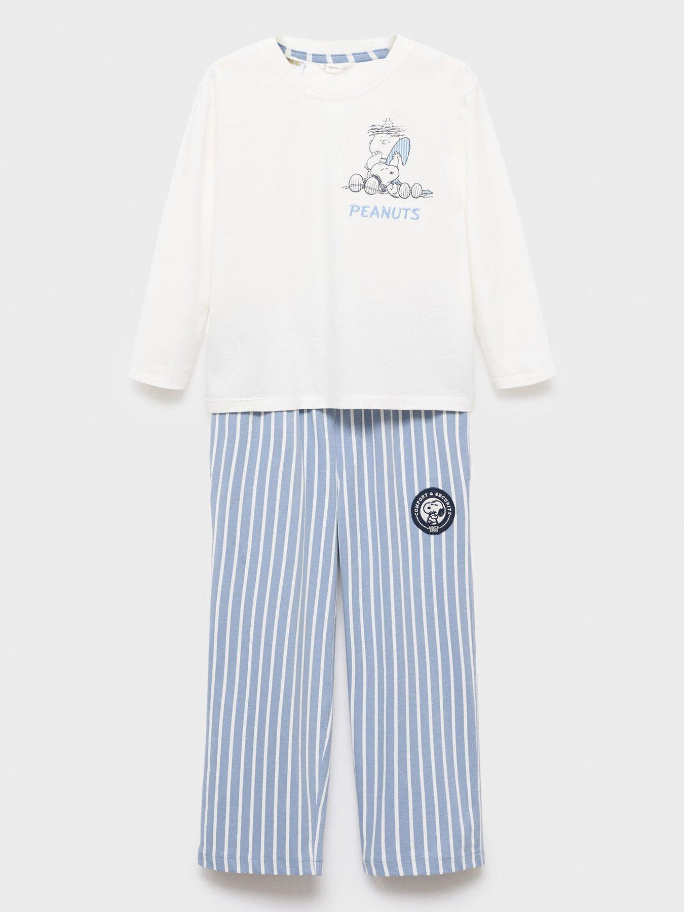 Mango Younger Boys Snoopy Long Sleeve Pyjamas - Blue | Littlewoods