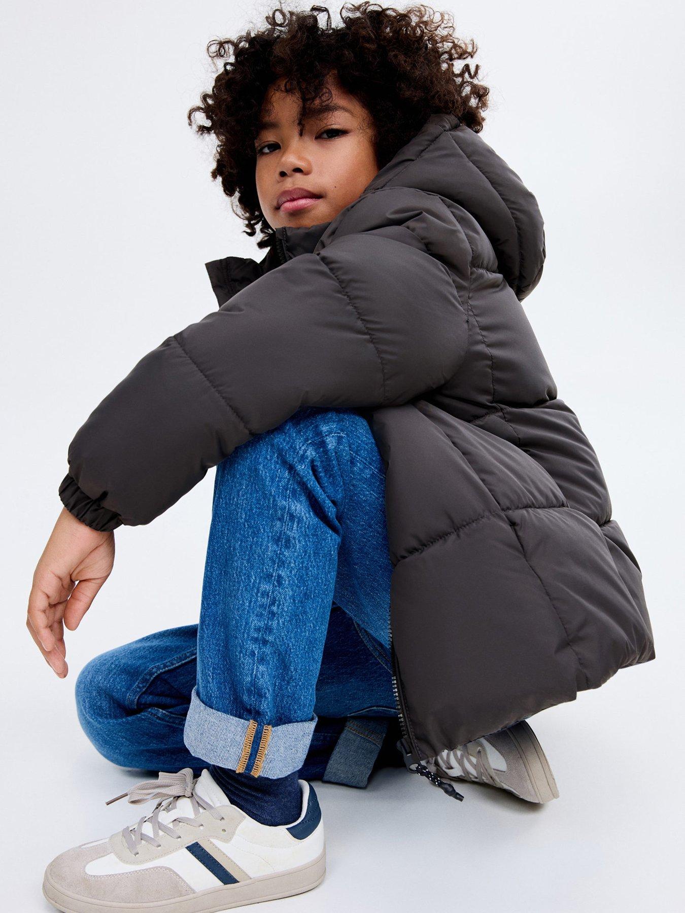 Mango Boys Hooded Padded Coat - Dark Grey | Littlewoods