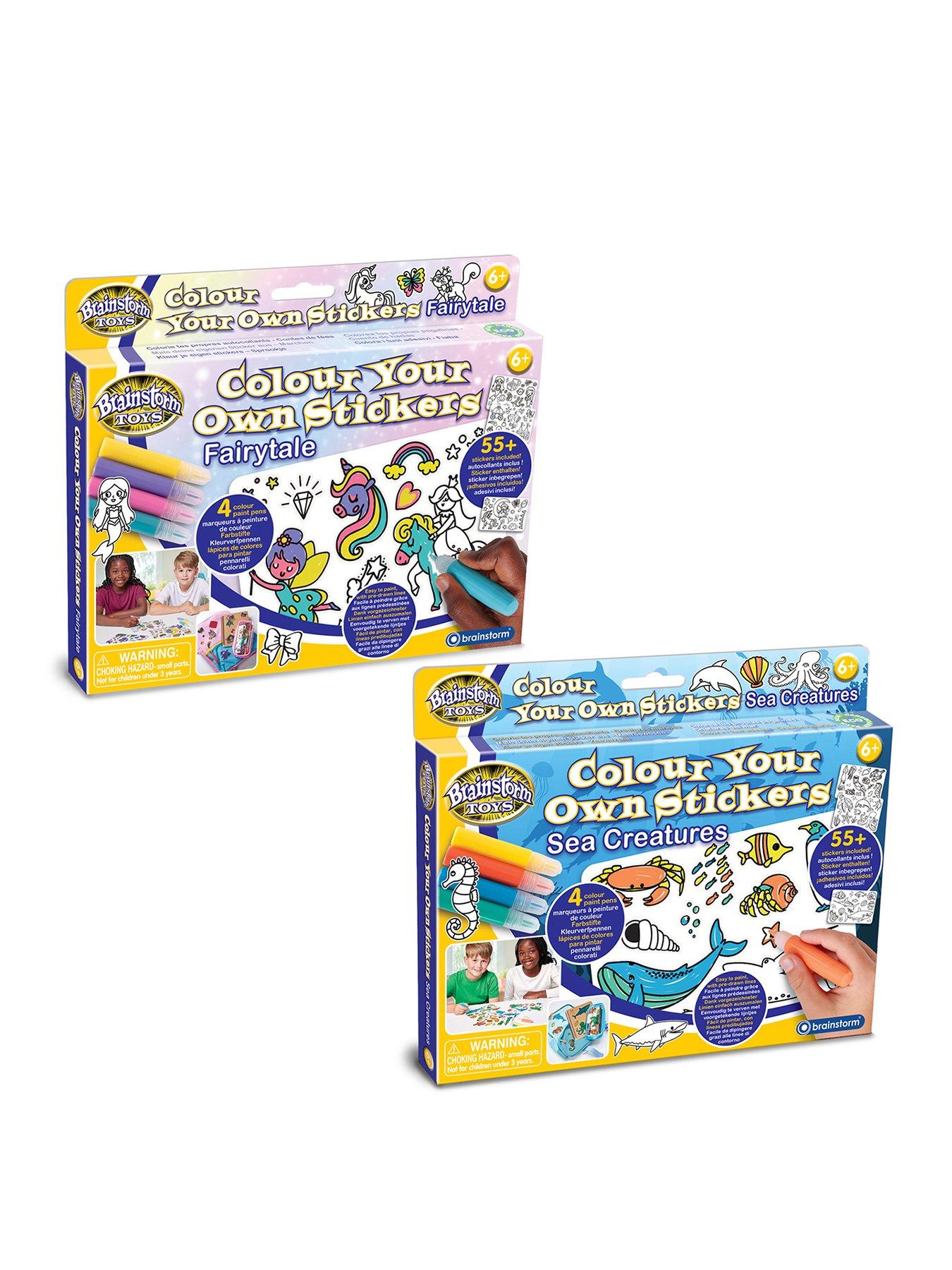 Brainstorm Toys Colour Your Own Stickers Twin Pack - Fairytale and Sea ...