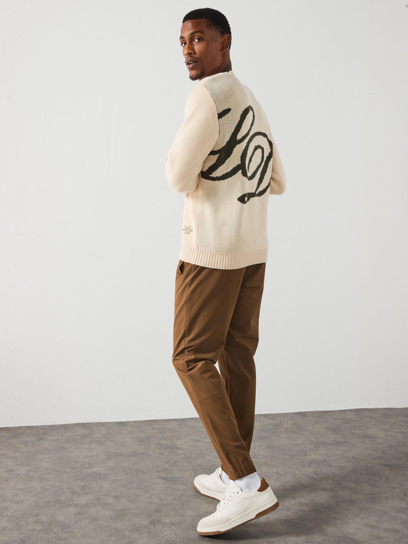 Les Deux Danton Large Initial Logo Knitted Jumper - Light Beige ...