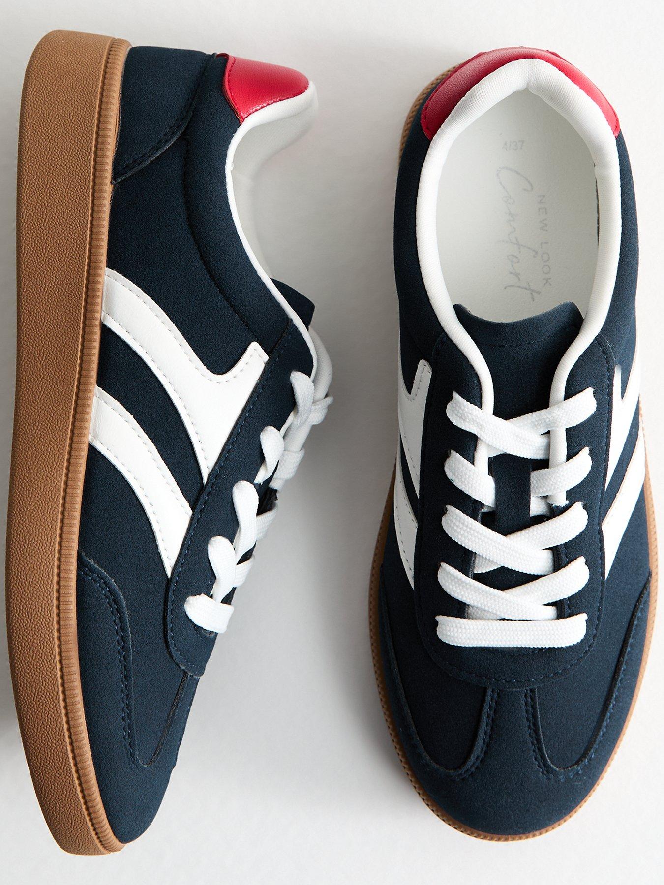 New Look Navy Contrast Panel Faux Suede Trainers - Blue | Littlewoods