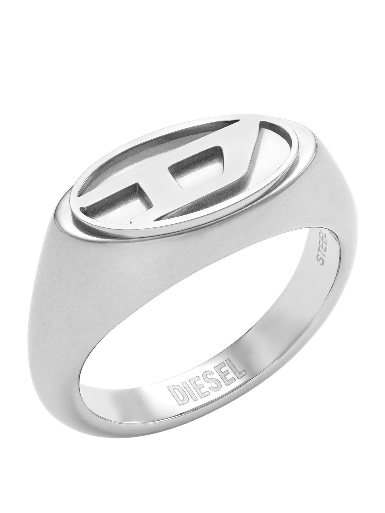 Diesel Men's Stainless Steel Signet Ring, Dx1475040 - Silver | Littlewoods