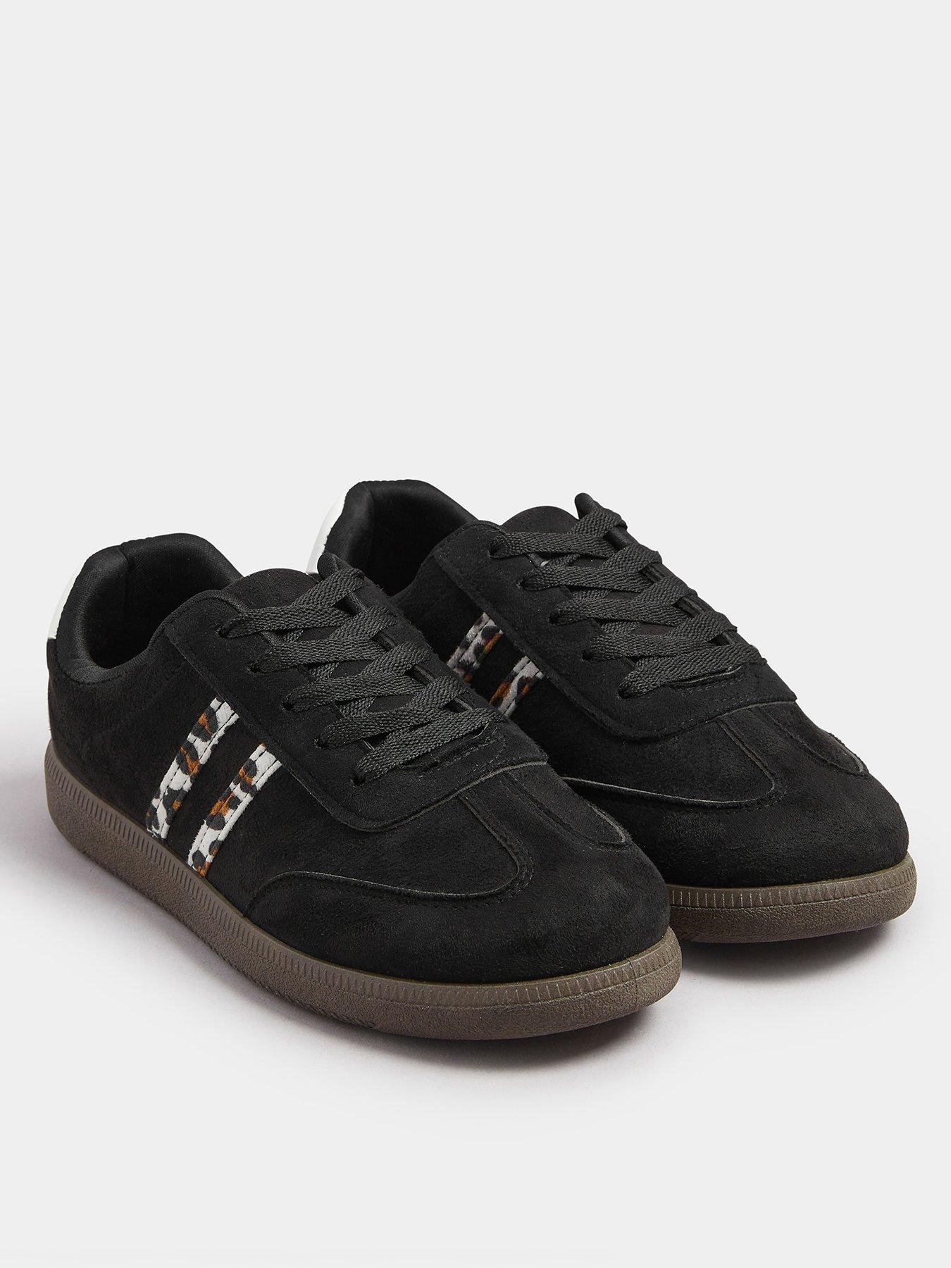 Yours Extra Wide Fit Retro Animal Stripe Trainer - Black | Littlewoods