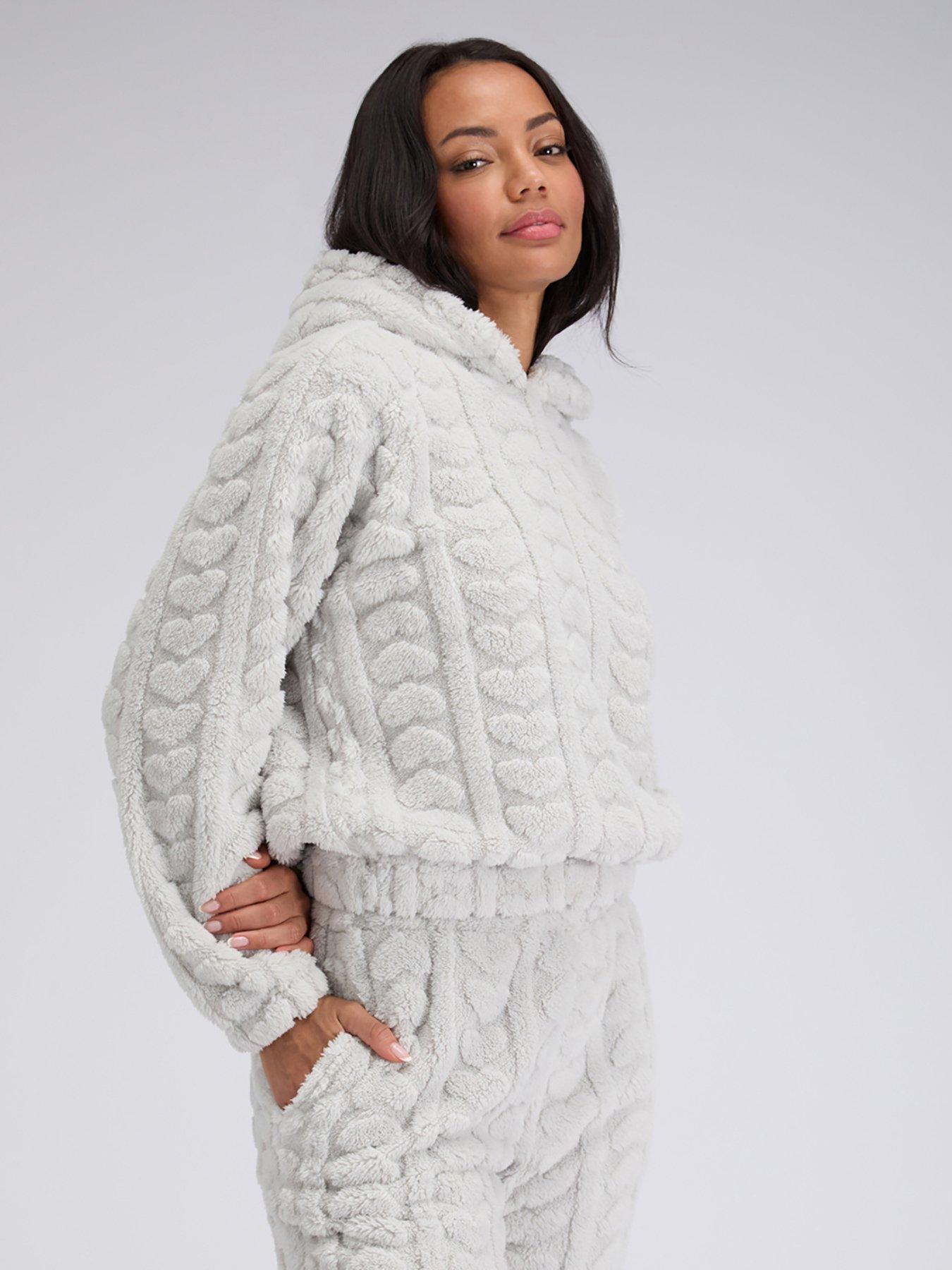 Boux Avenue Fluffy Heart Lounge Set - Grey | Littlewoods