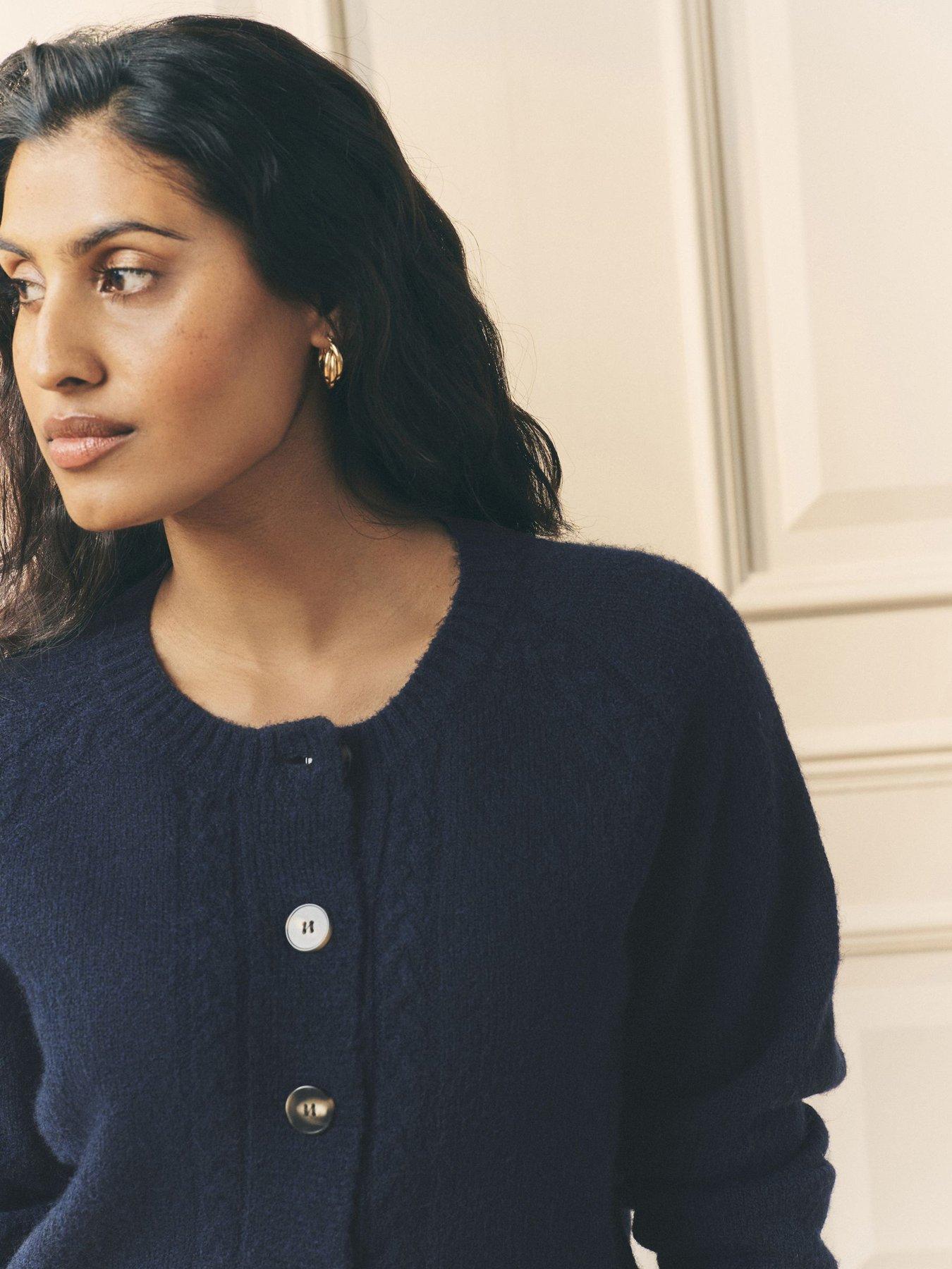 Laura Ashley Cable Button Cardi - Blue | Littlewoods