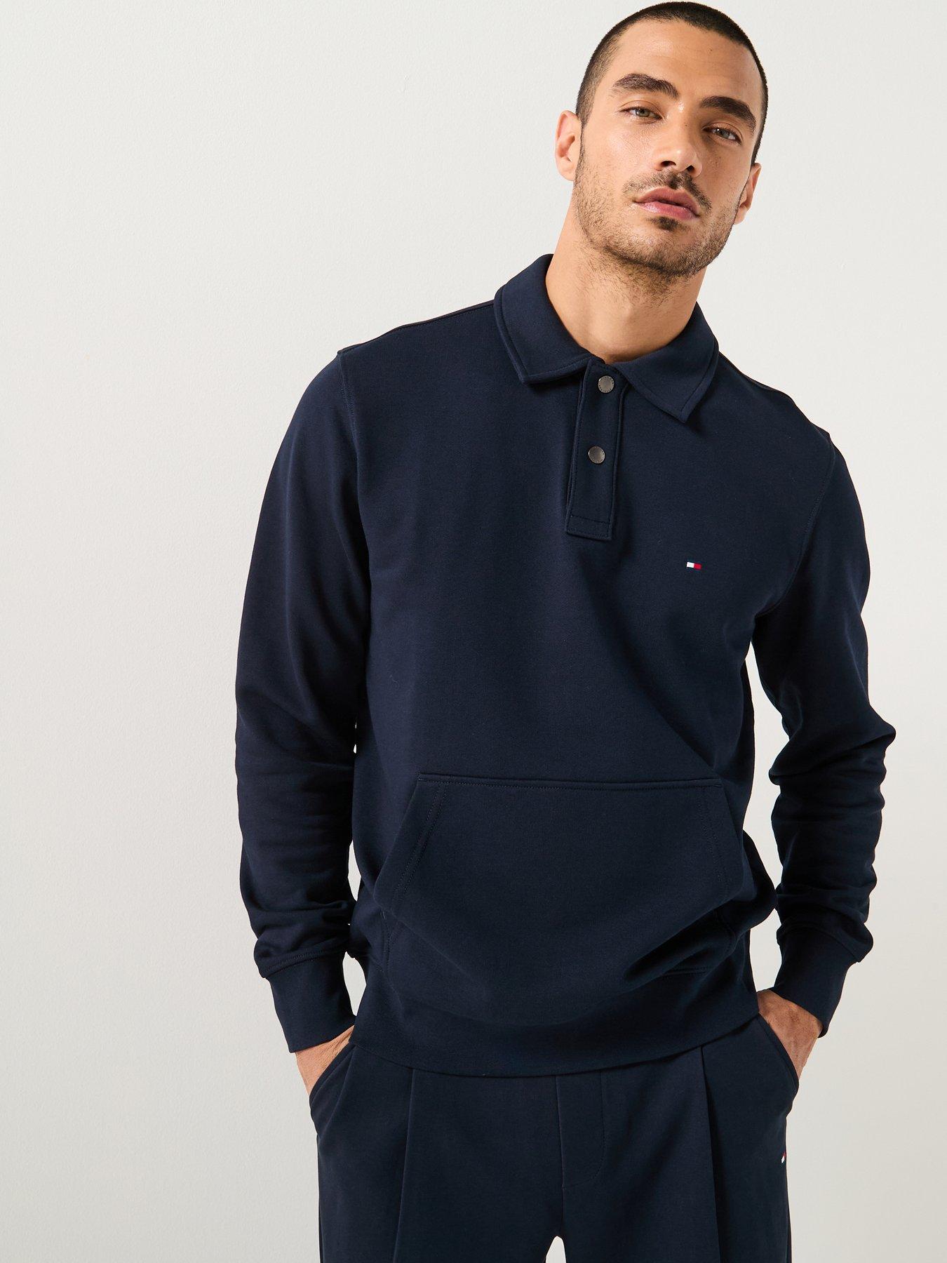 Tommy Hilfiger Essential Snap Button 1/4 Zip Sweatshirt - Navy ...