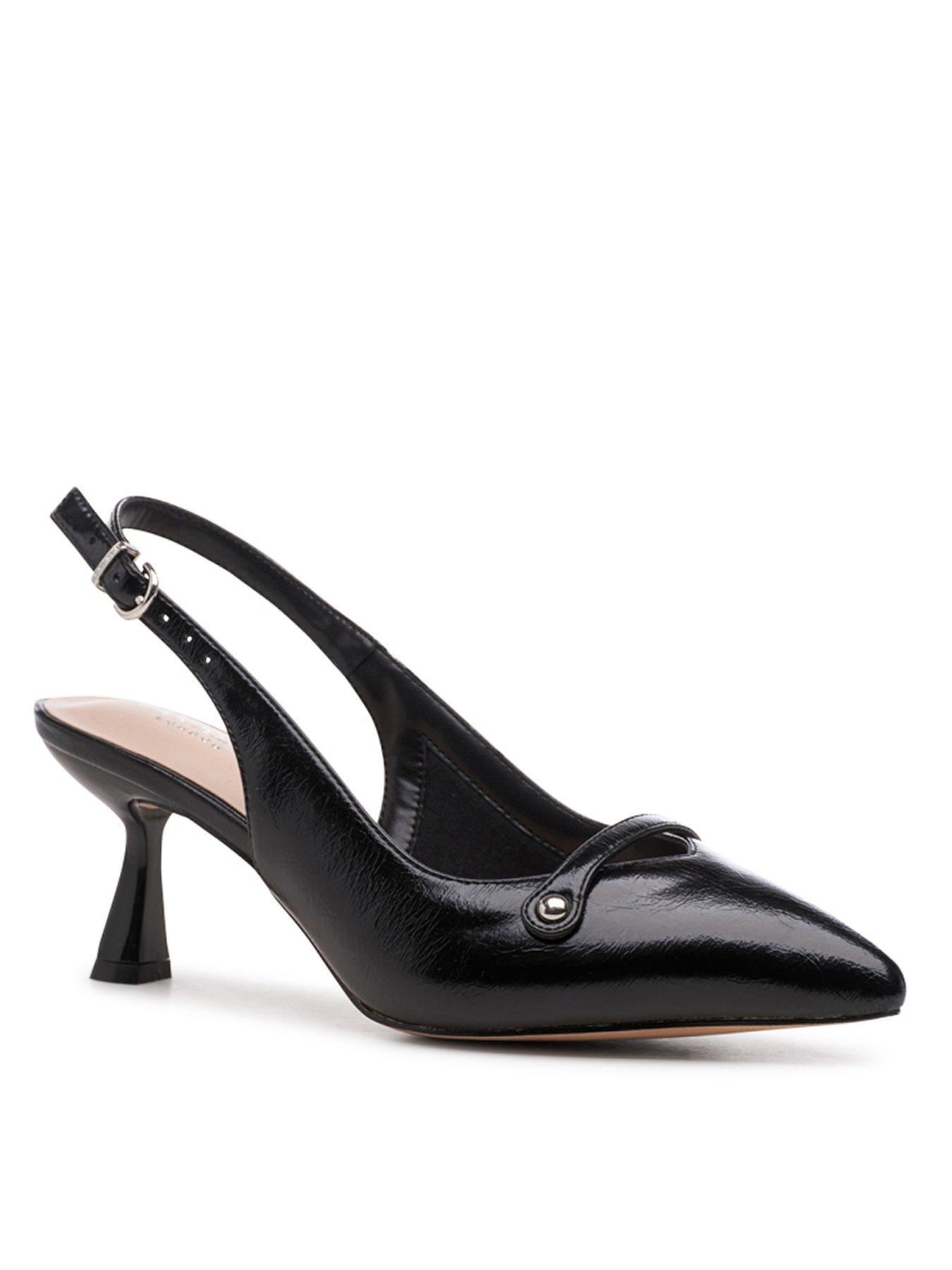 Paradox London Florentine Slingback Wide Fit Leather Heel - Black ...