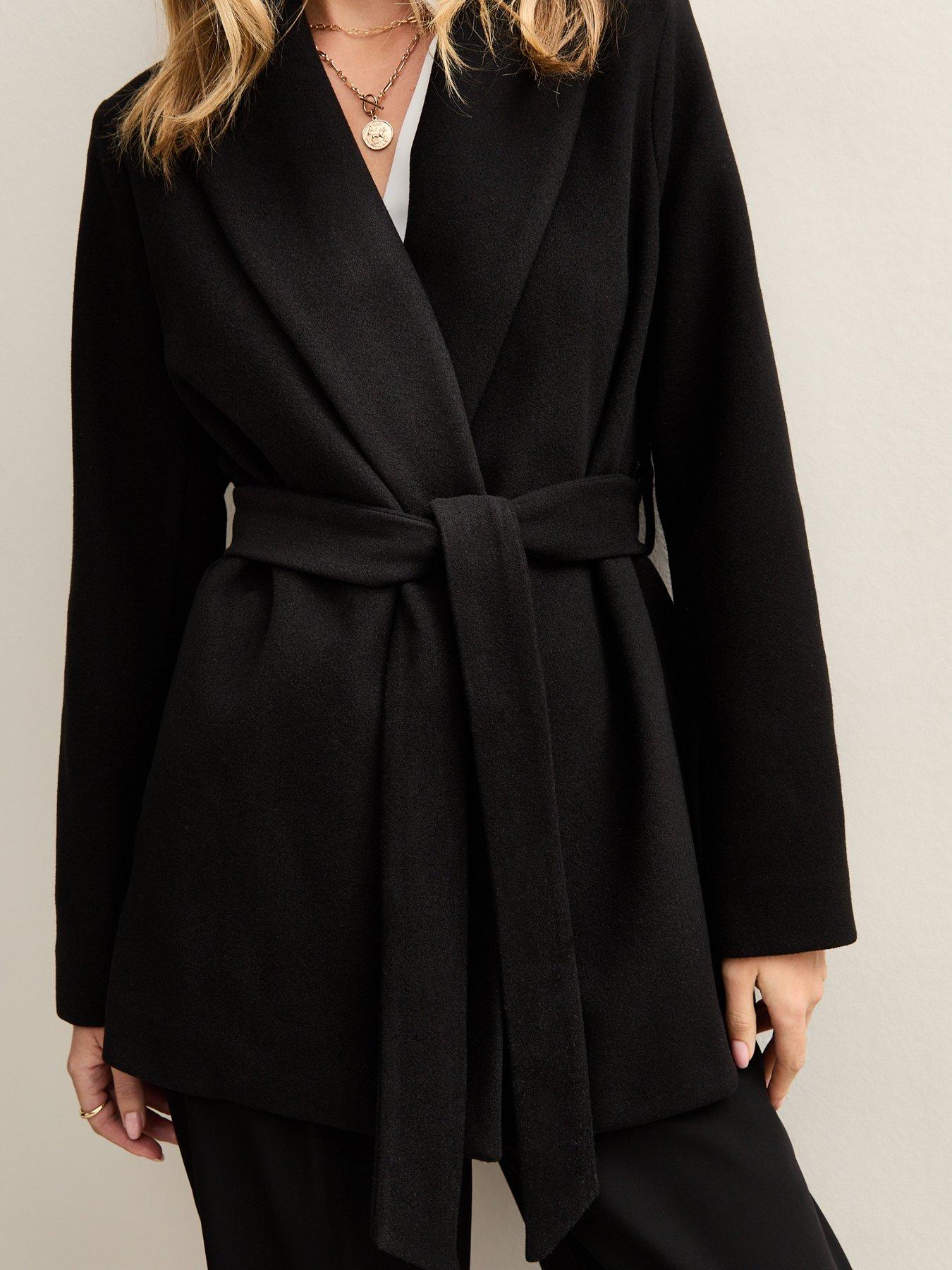 New Look Soft Touch Shawl Lapel Short Coat - Black | Littlewoods