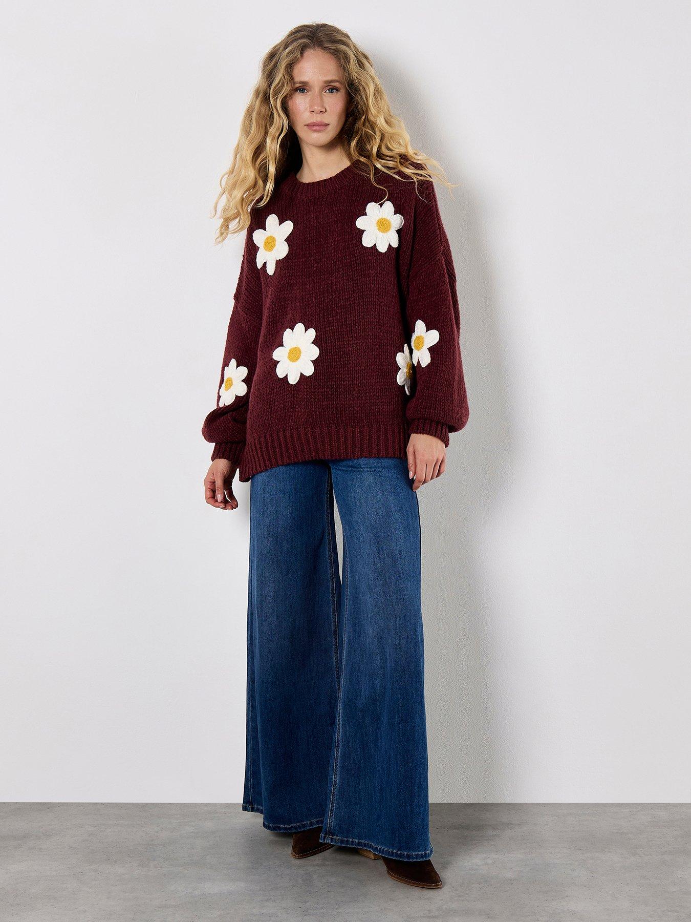 Apricot Embroidered Pure Daisies Jumper - Red | Littlewoods
