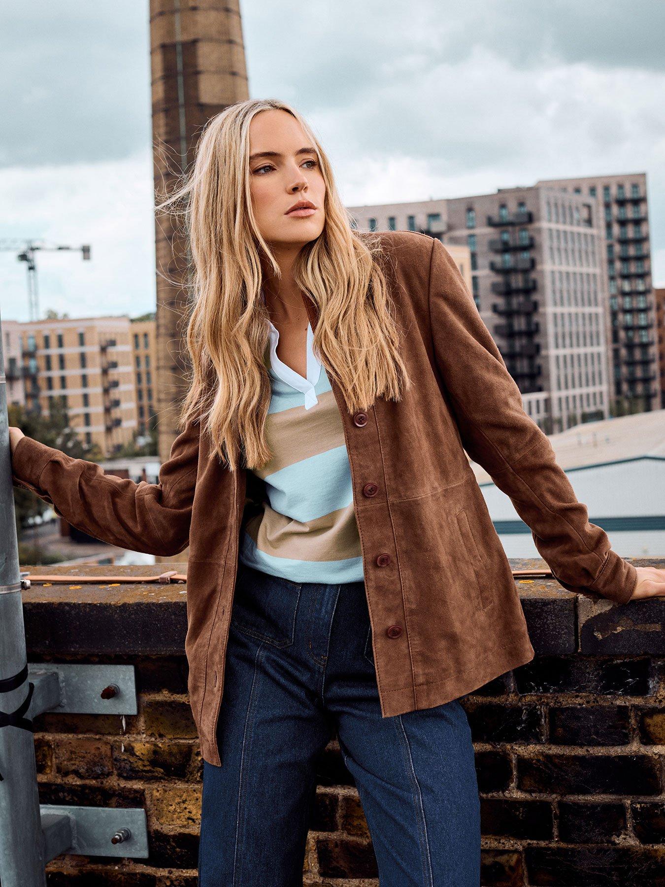 Long Tall Sally Premium Suede Jacket - Brown | Littlewoods