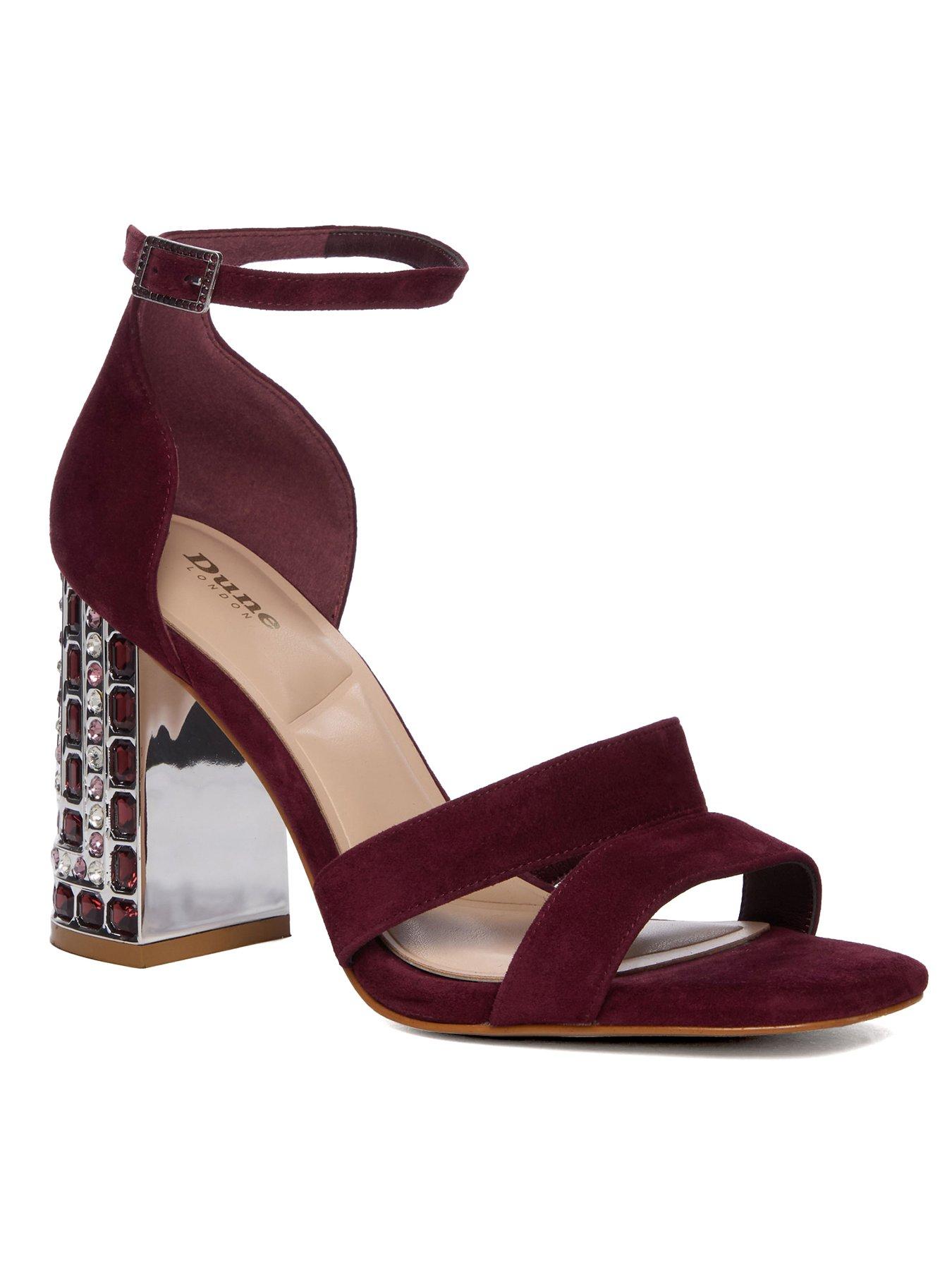 Dune London Majestical Suede Embellished Heel - Burgundy | Littlewoods