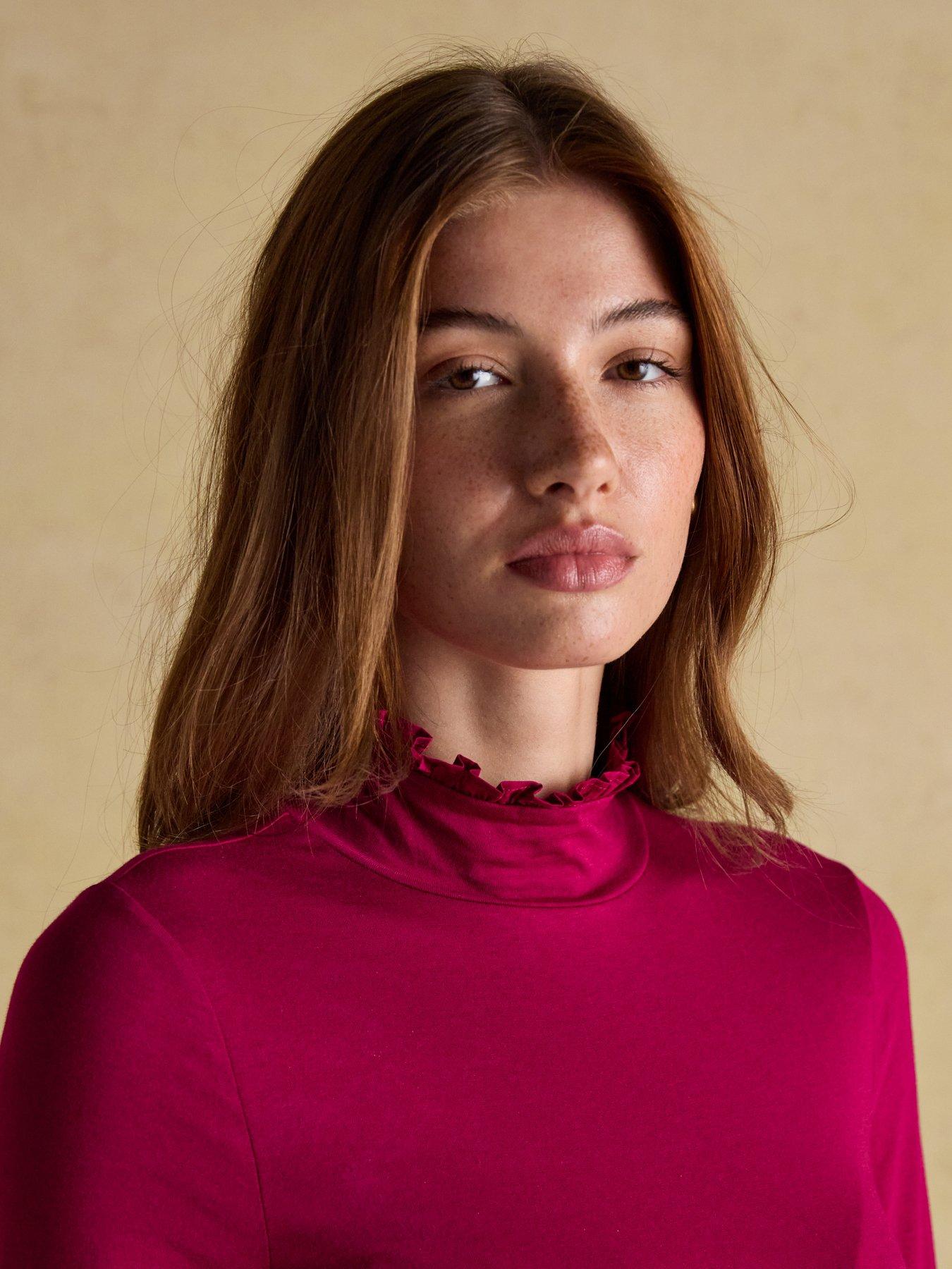 Joules Long Sleeve High Neck Jersey Top - Red | Littlewoods